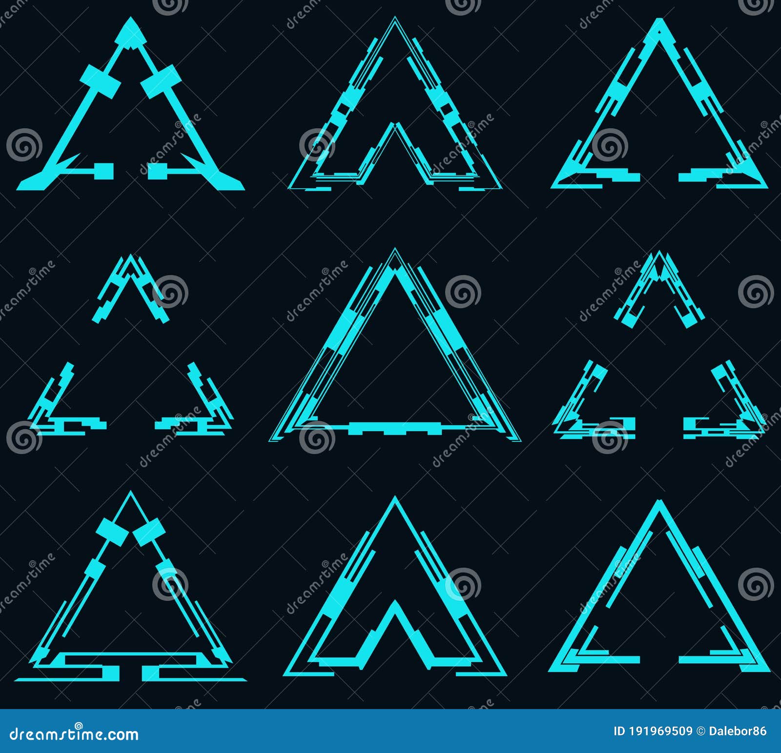 Set of Futuristic Triangles for the Hud Interface Stock Vector ...