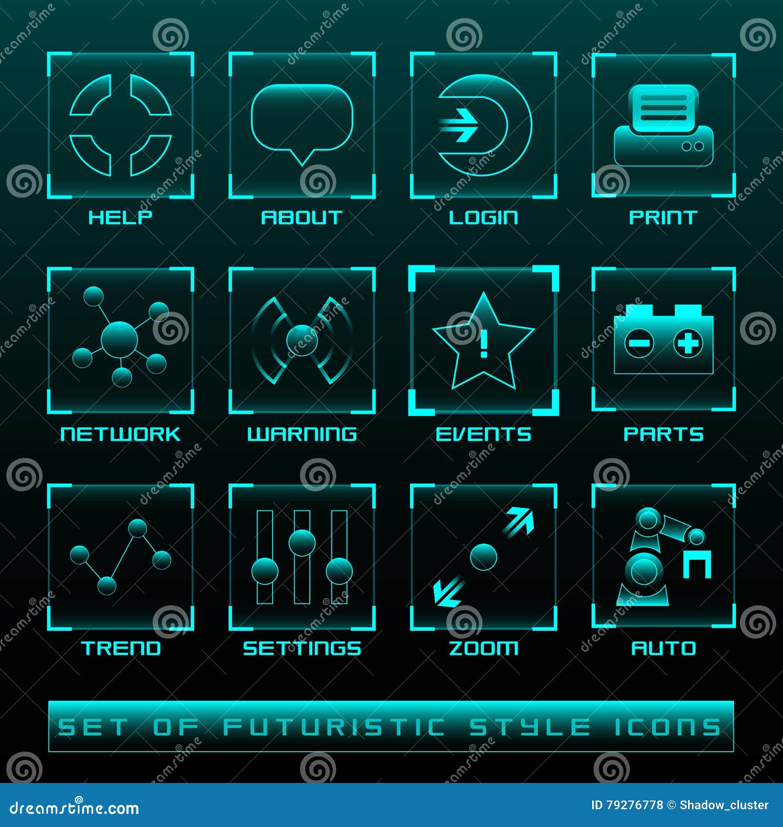 Set of Futuristic User Interface Icons Stock Vector - Illustration of ...