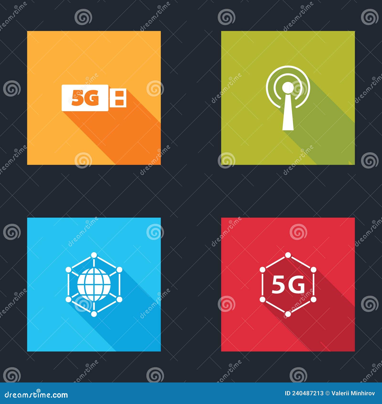 Set 5G Modem, Antenna, Router And Wi-fi Signal, Location Network, Nano ...