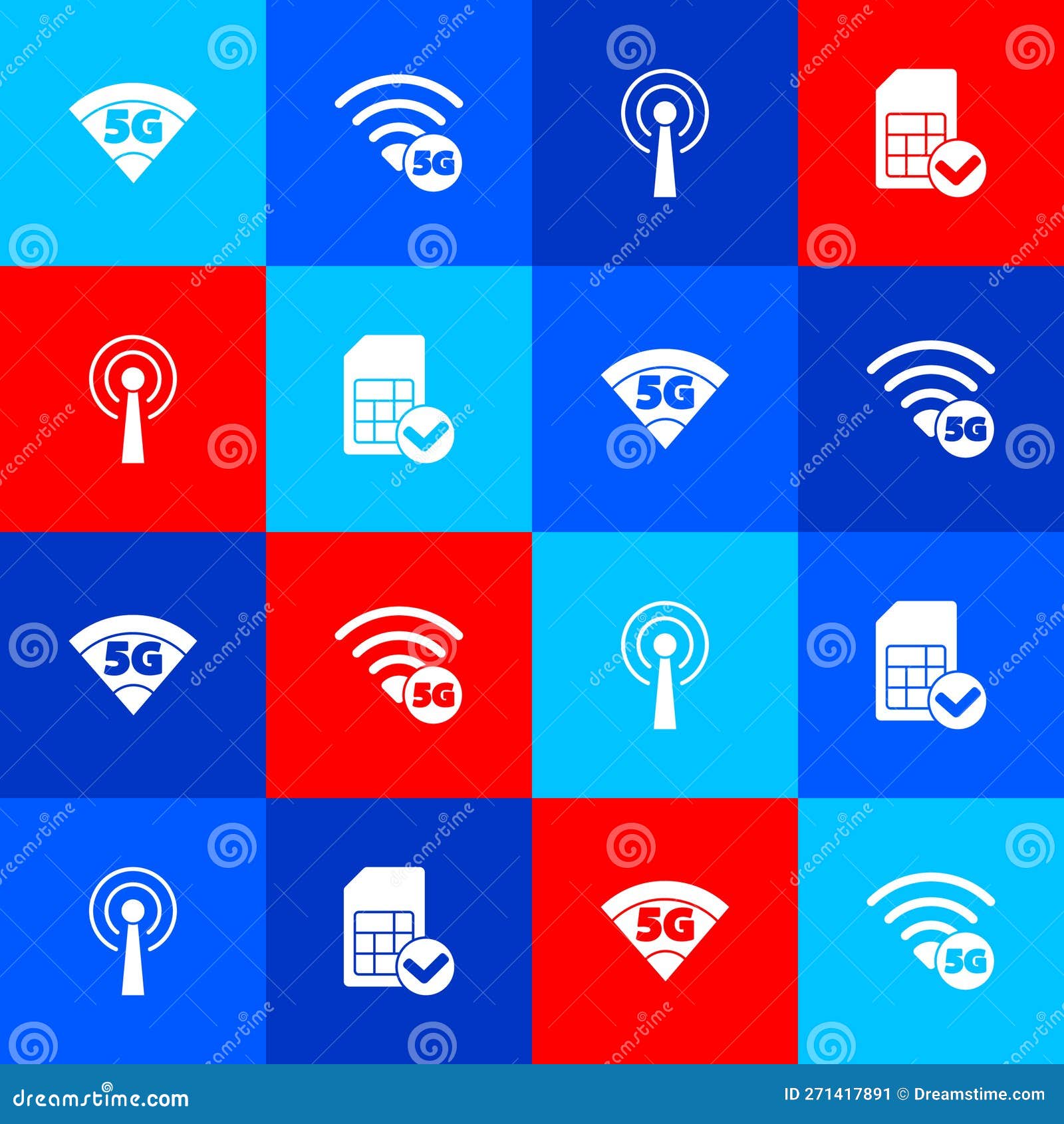 Set 5G Network, , Antenna and Sim Card Icon. Vector Stock Vector ...
