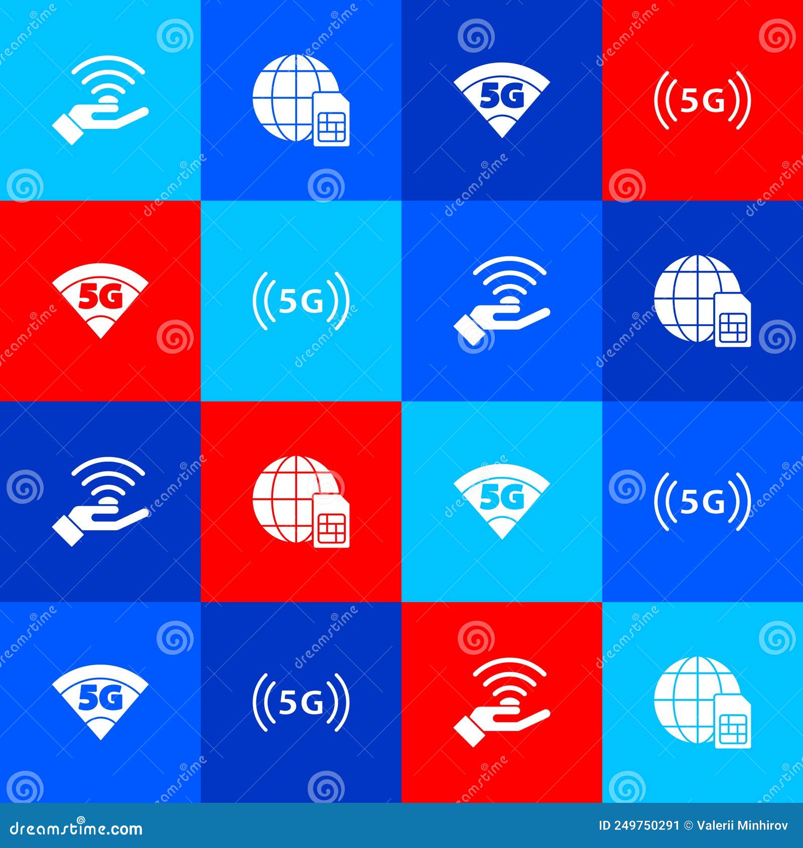Set 5G Network, Globe Sim Card, and Icon. Vector Stock Illustration ...