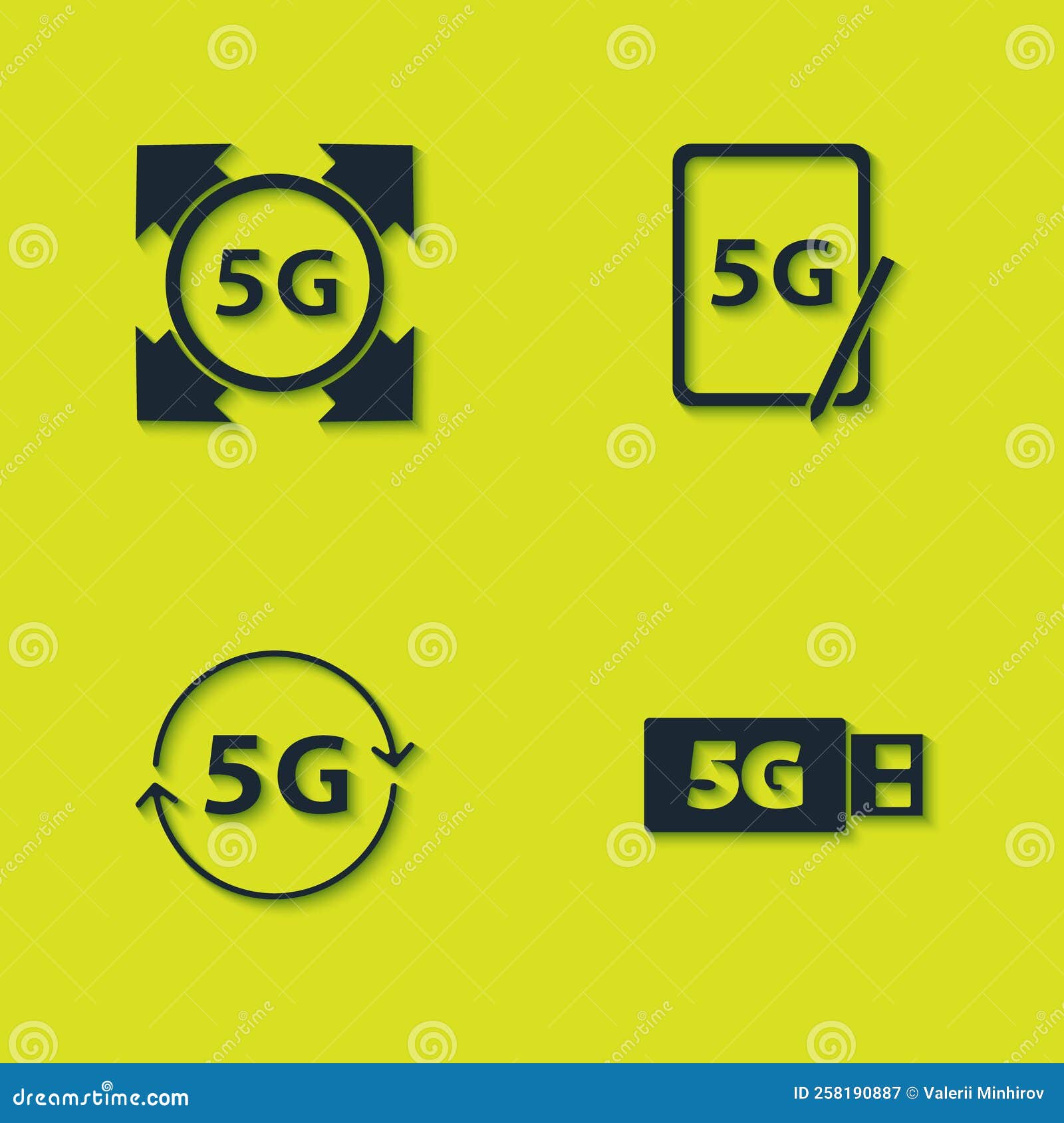 Set 5G Network, Modem, and Graphic Tablet with Icon. Vector Stock ...