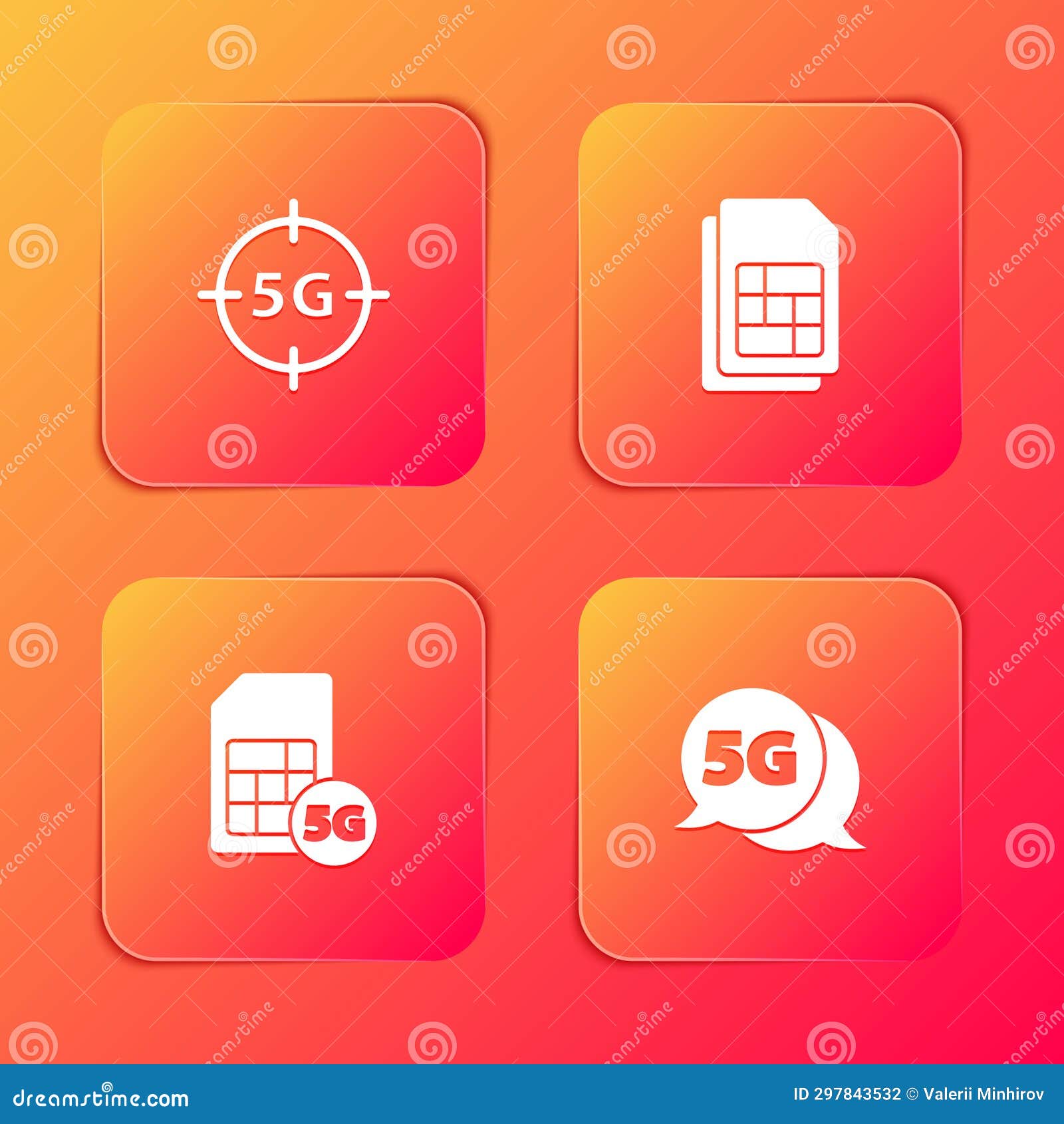 Set 5G Network, Sim Card, Card and Icon. Vector Stock Vector ...
