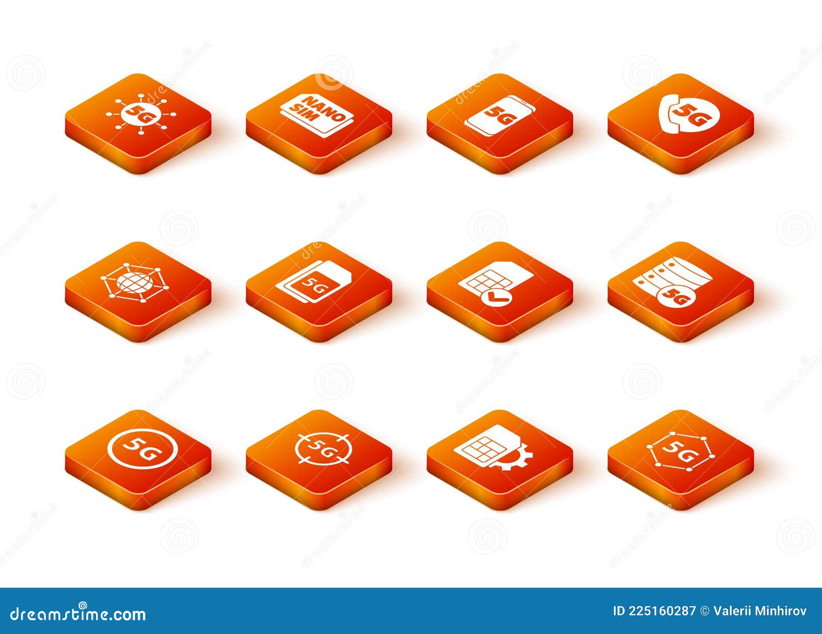 Set 5G Network, Social, Sim Card, Card Setting, and Server Icon. Vector ...