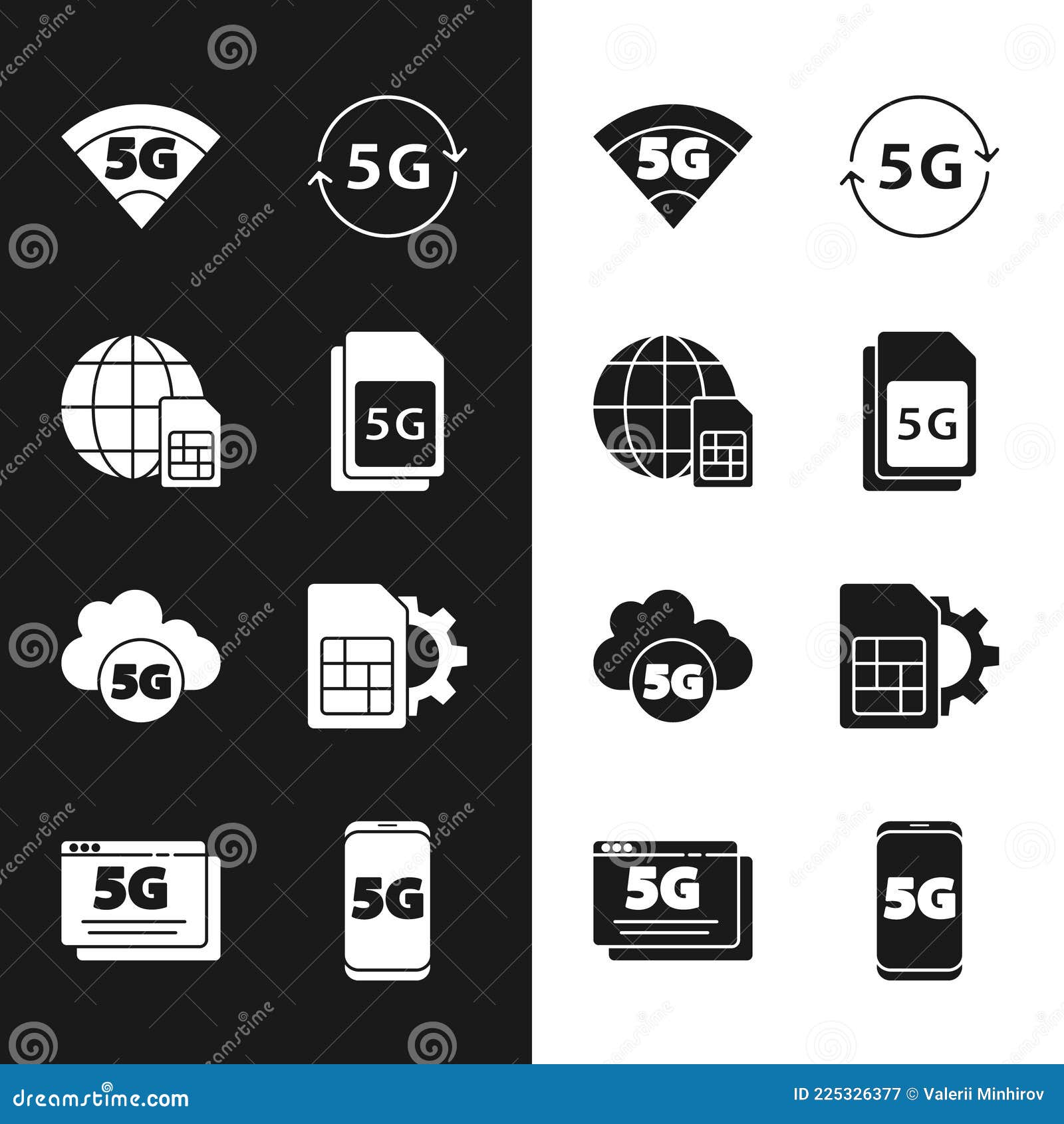 Set 5G Sim Card, Globe, Network, Cloud, Card Setting, Mobile with and ...