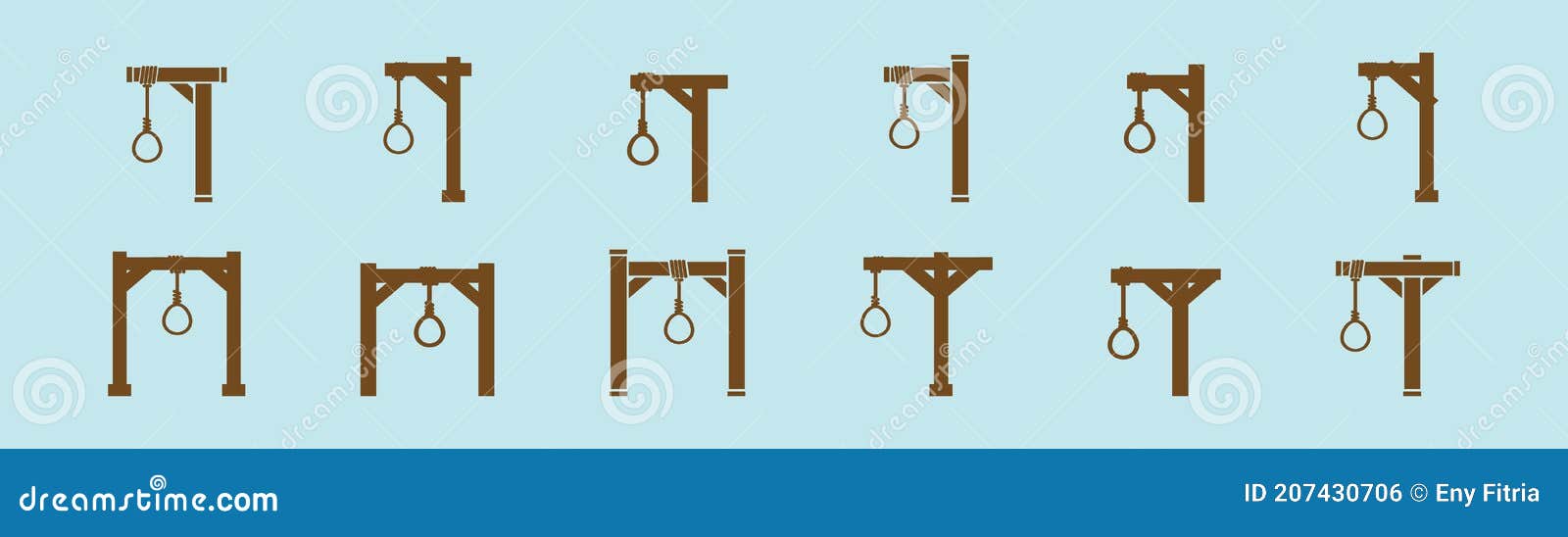 Set of Gallows Cartoon Icon Design Template with Various Models. Vector ...