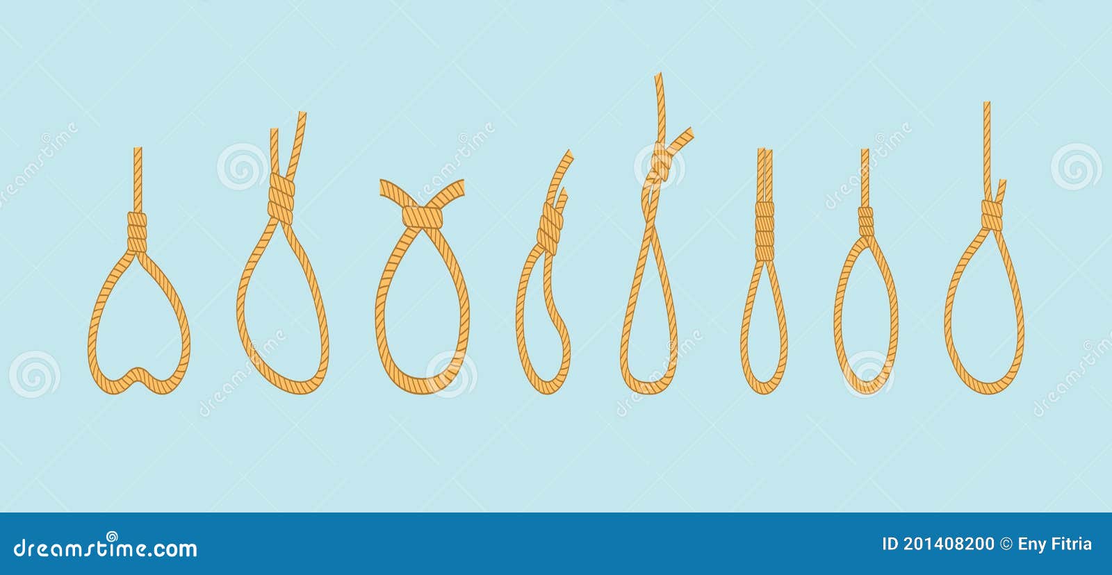 Set of Gallows Rope Loop Hanging. Cartoon Icon Design Template with ...