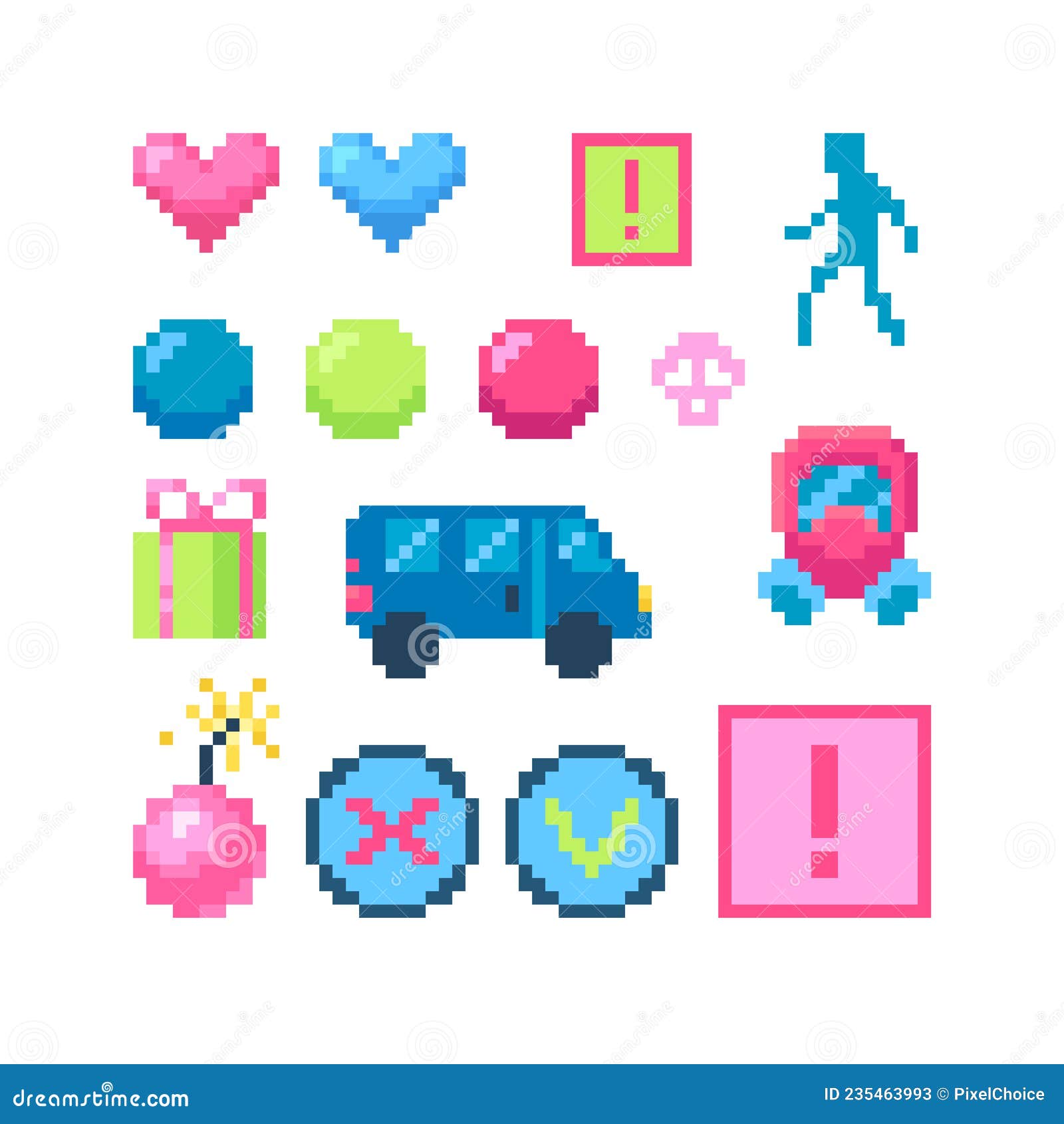 Set of Game Buttons in Pixel Art Style Stock Vector - Illustration of ...