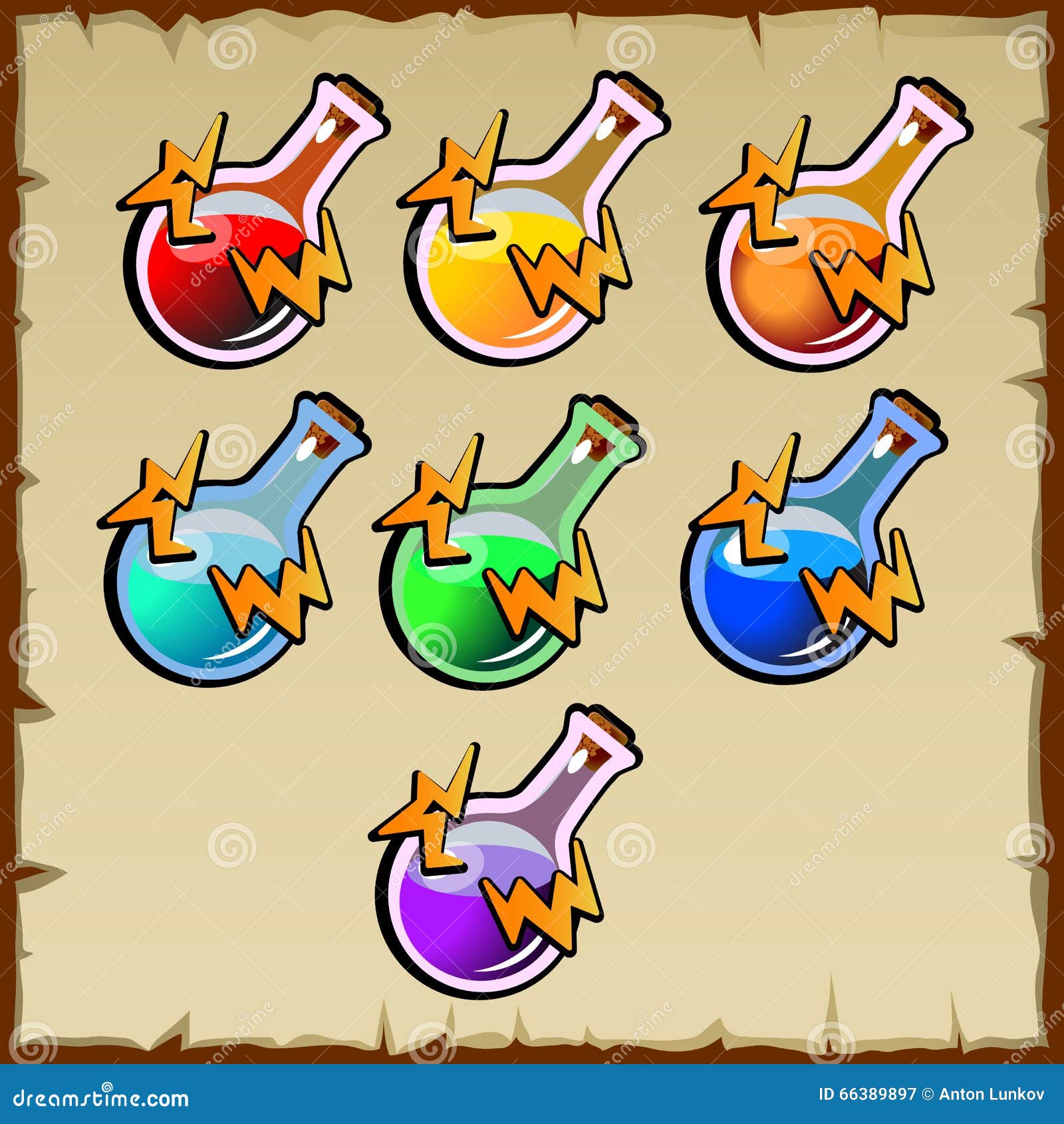 Set of Game Colored Bulb, Seven Items Stock Vector - Illustration of ...