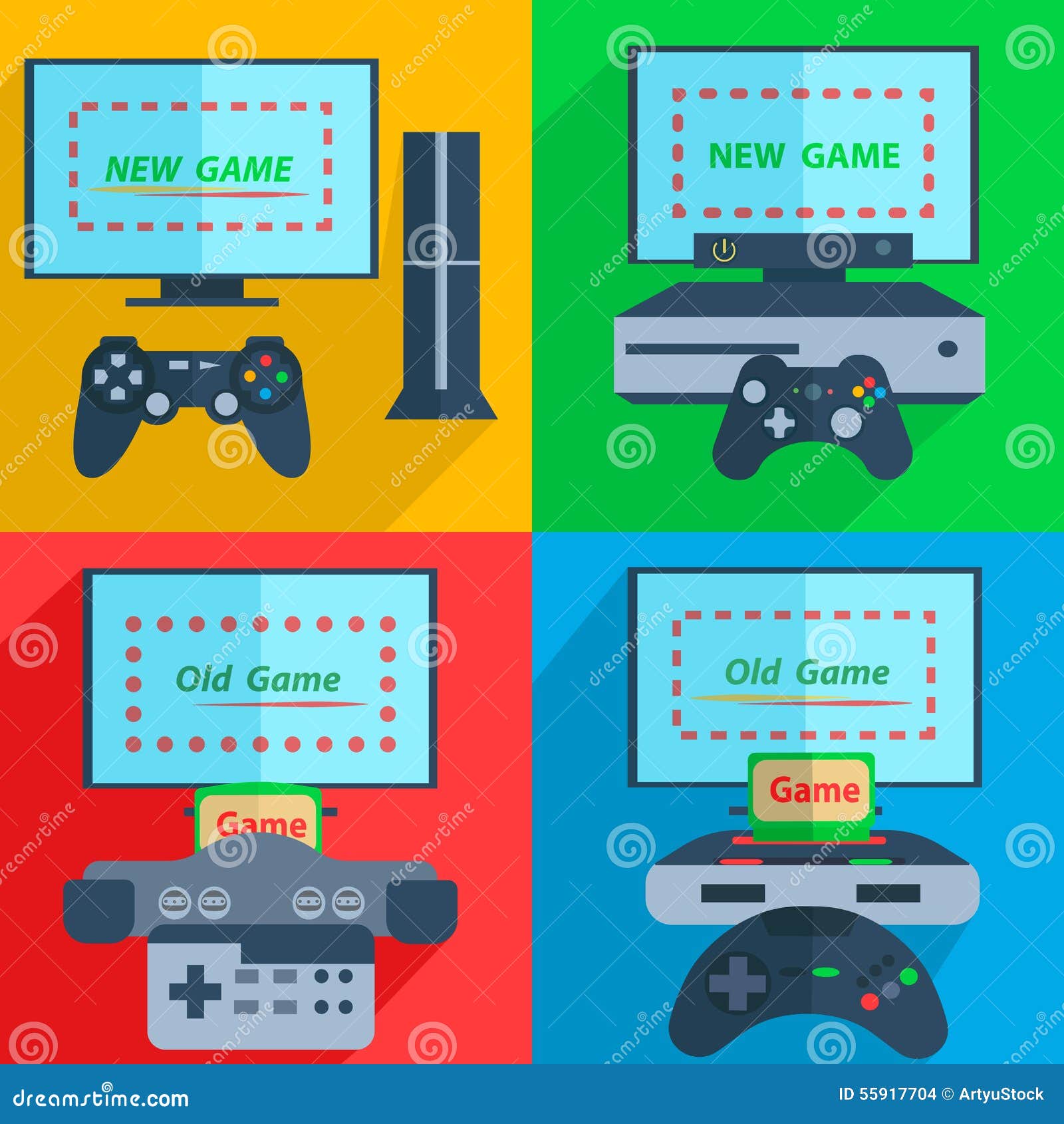 Set game consoles stock vector. Illustration of button - 55917704