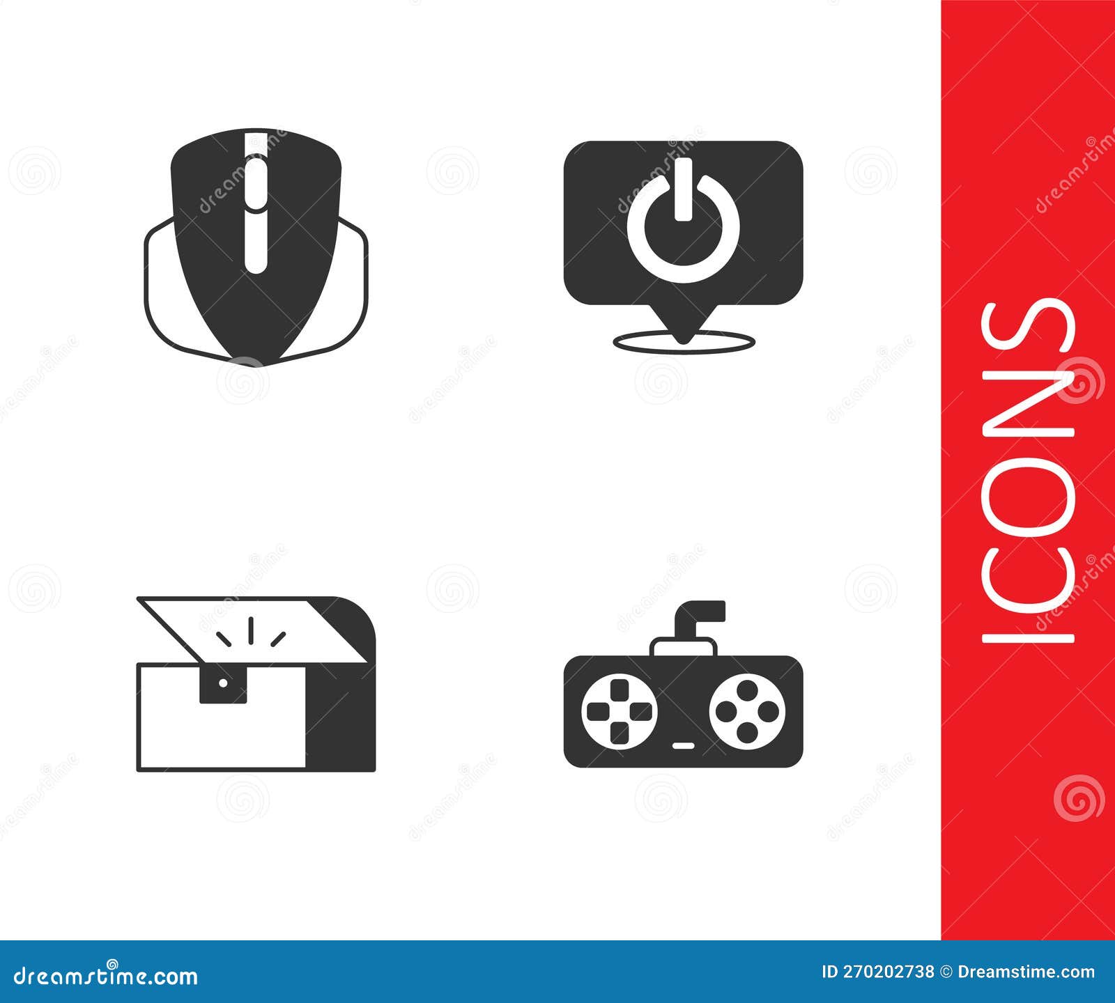 Set Game Controller Or Joystick Computer Mouse Chest For Game And
