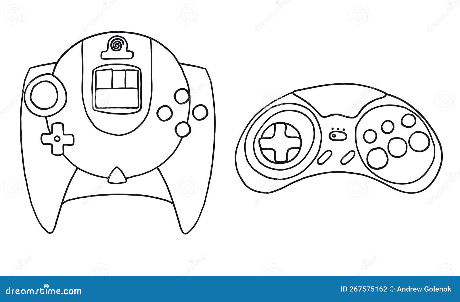 Set of Game Controllers in Hand Drawn Outline Doodle Style Stock Vector ...
