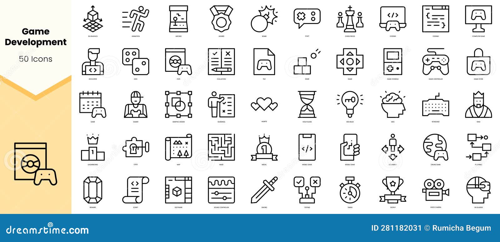 Set of Game Development Icons. Simple Line Art Style Icons Pack Stock ...