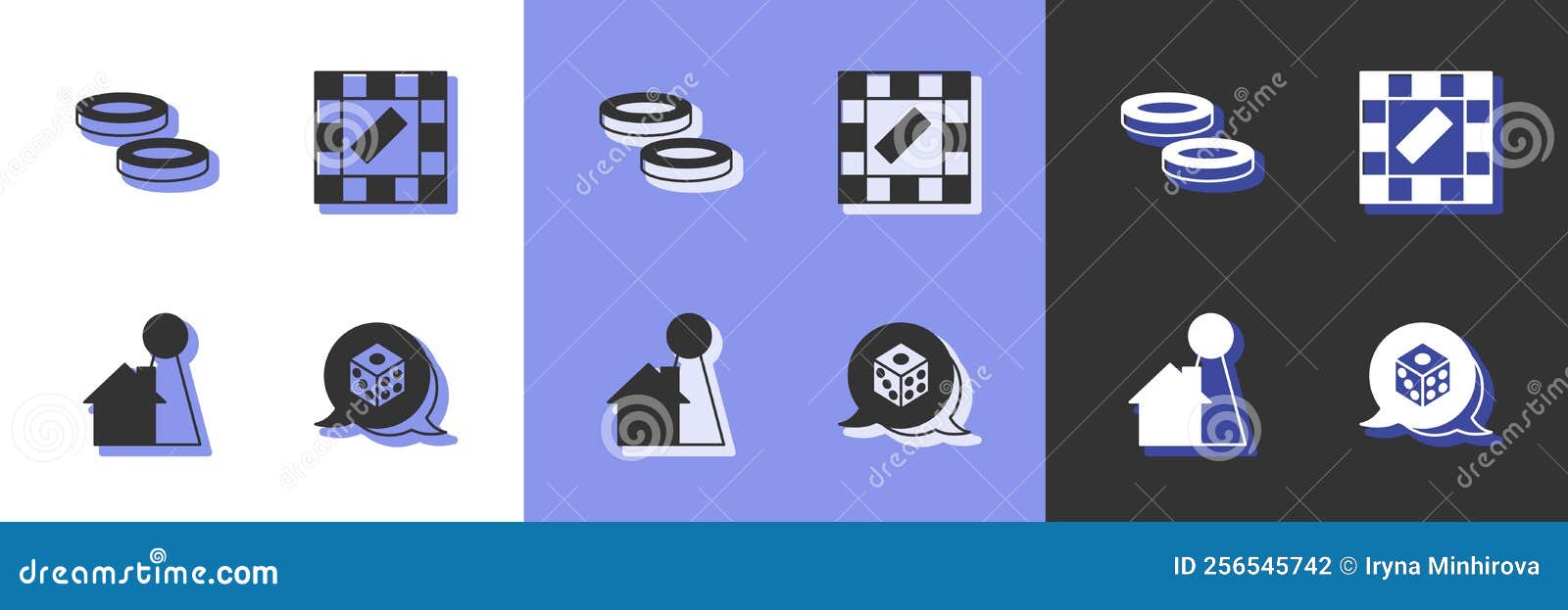 Set Game Dice, Checker Game Chips, Chip for Board and Board Icon ...