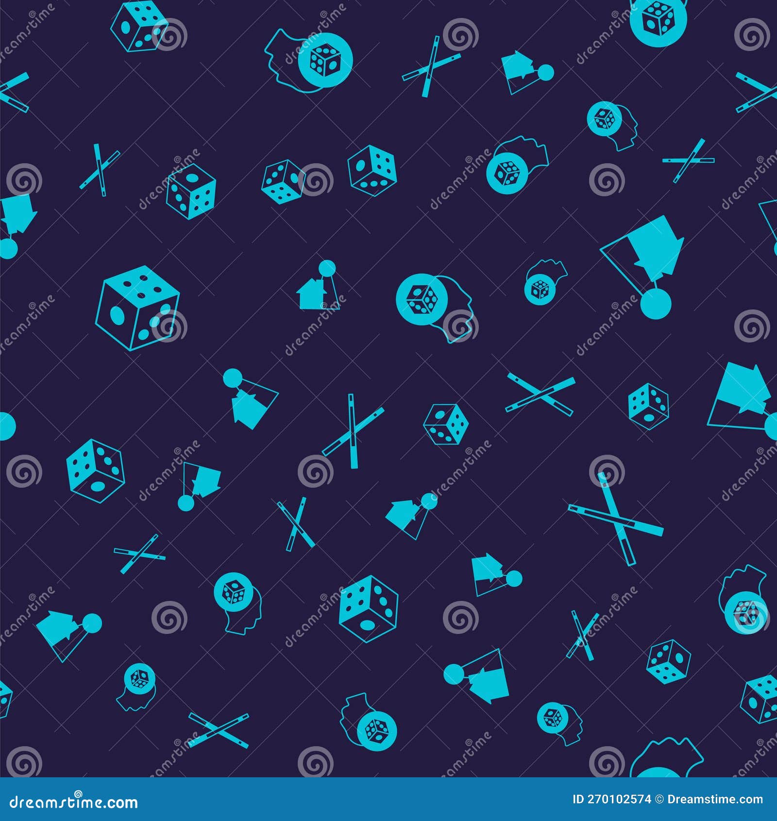 Set Game Dice, Chip for Board Game, and Crossed Billiard Cues on ...