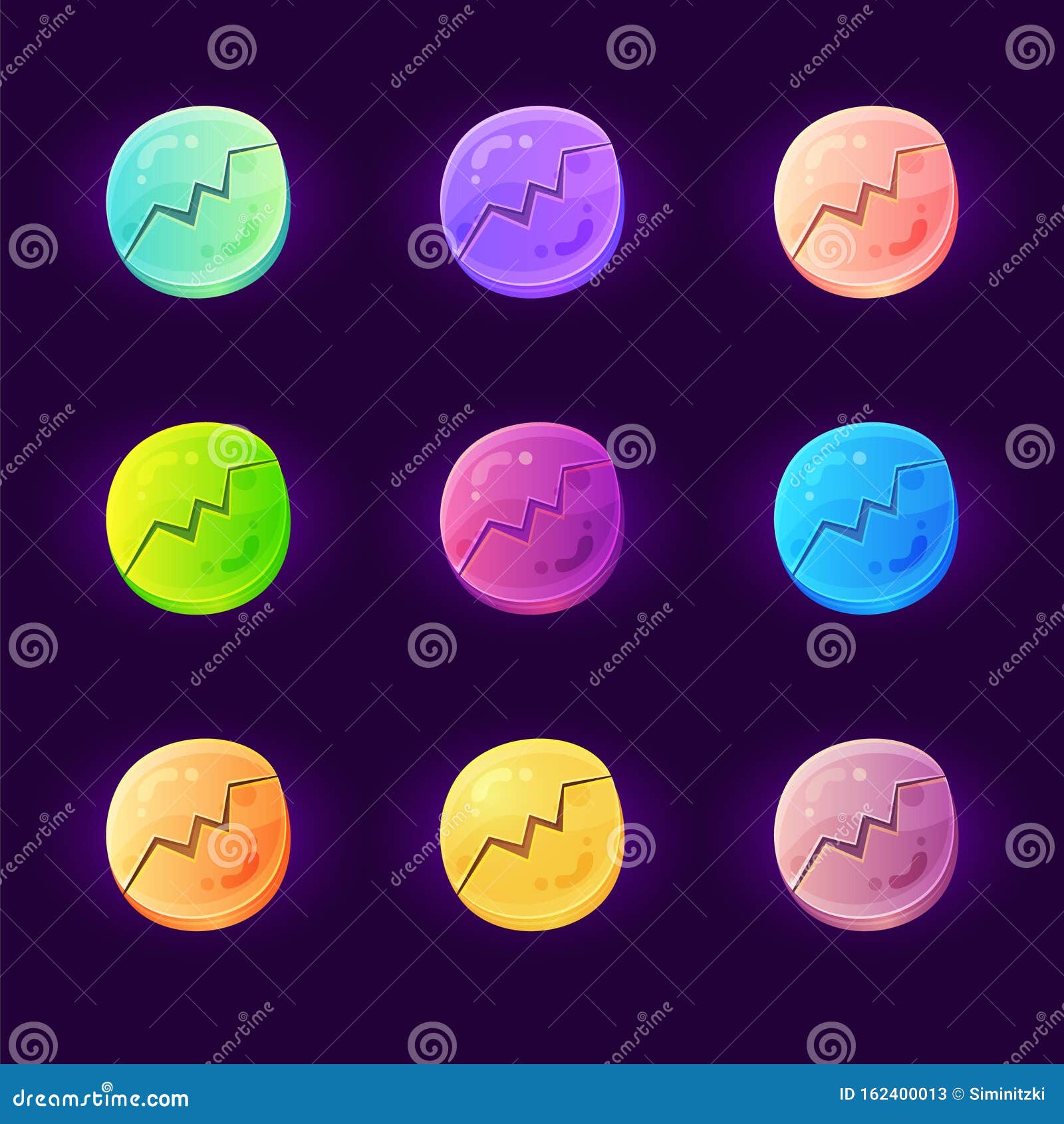 Set of 9 Game Gems Elements for Arcade Games. Stock Vector ...