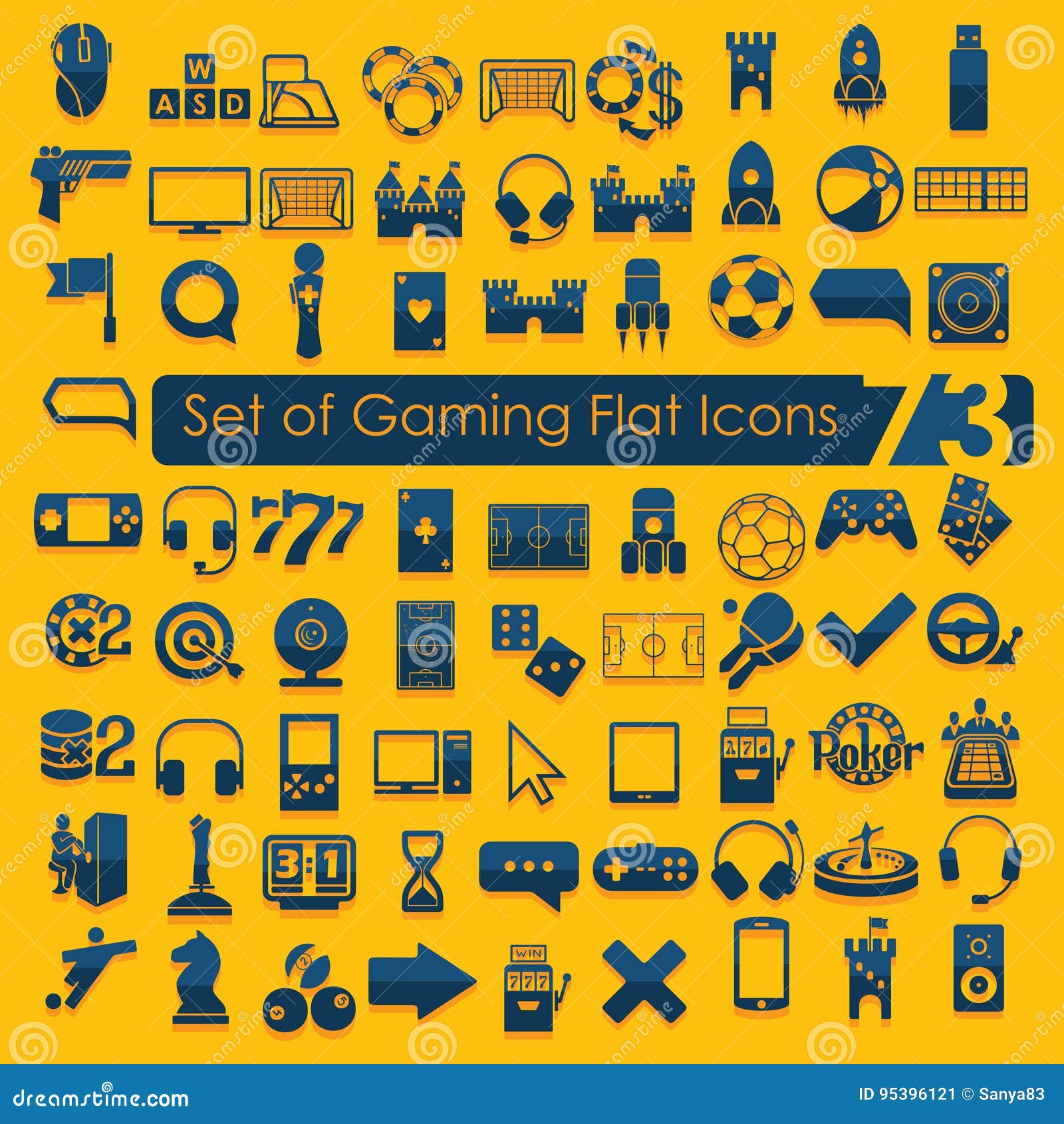 Set of game icons stock vector. Illustration of geometric - 95396121