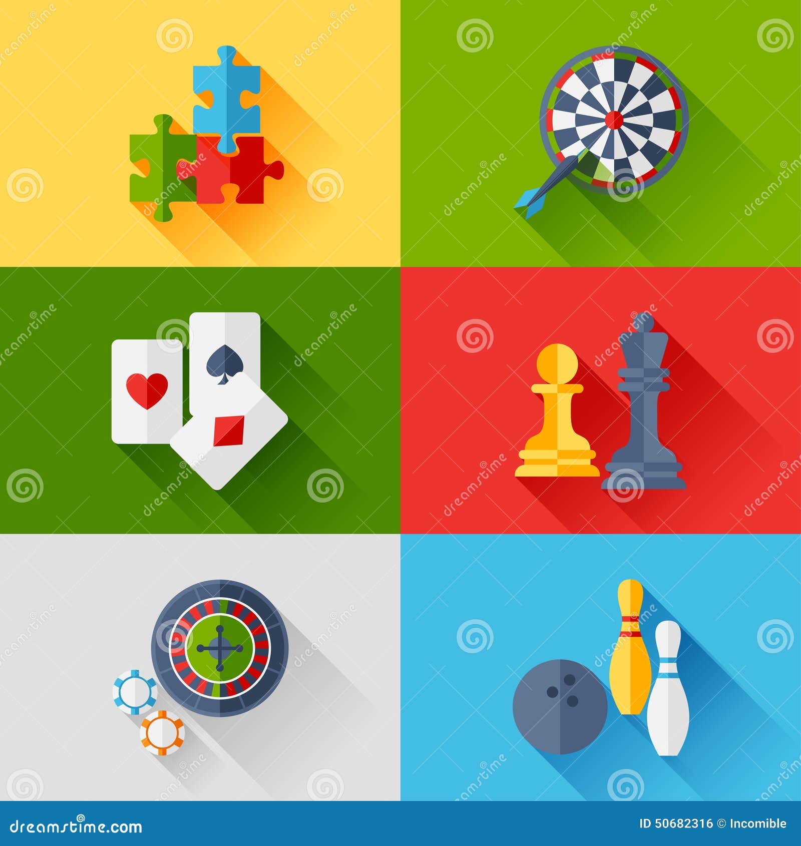 Set of Game Icons in Flat Design Style Stock Vector - Illustration of ...