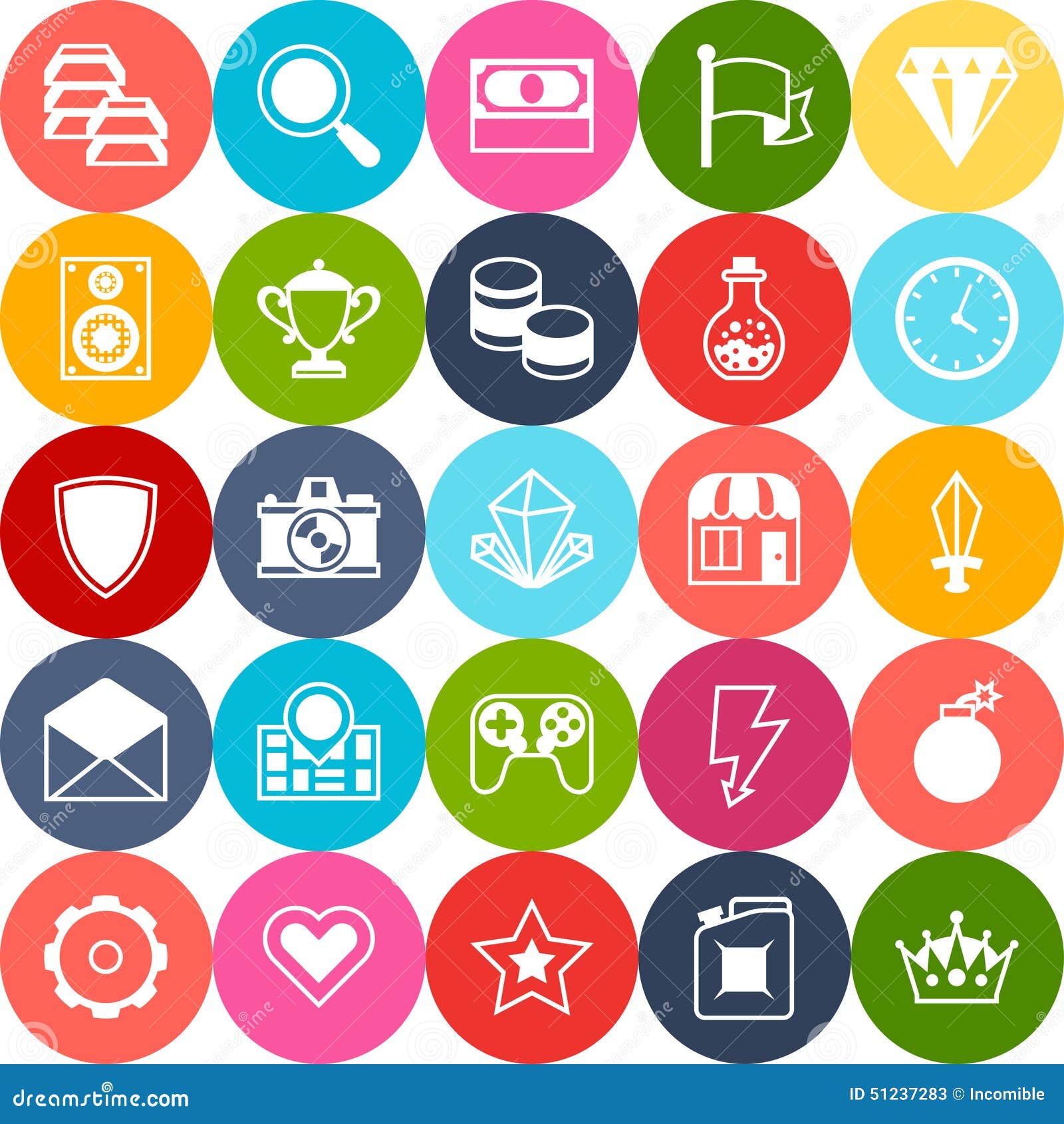 Set of Game Icons in Flat Design Style Stock Vector - Illustration of ...