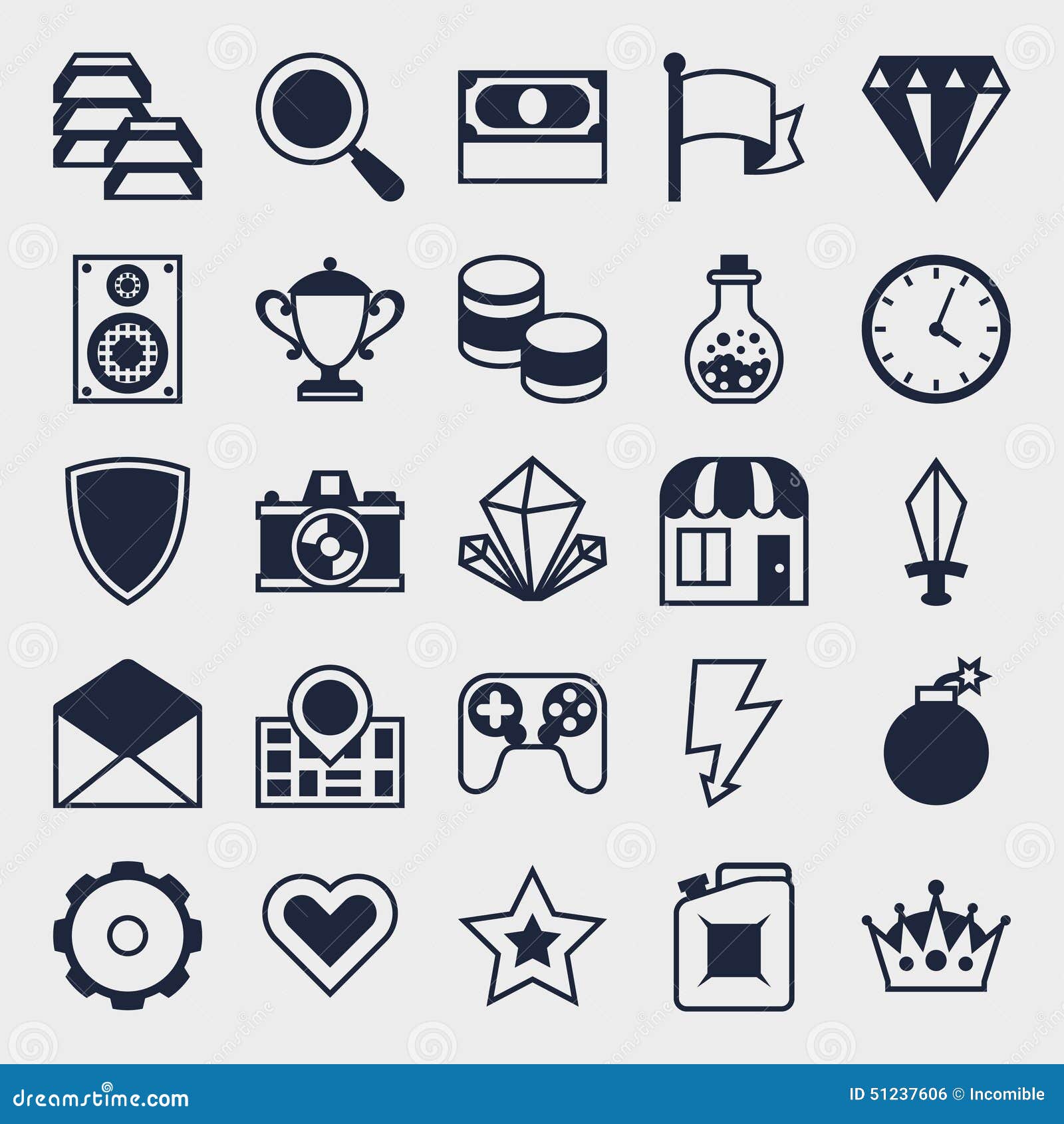 Set of Game Icons in Flat Design Style Stock Vector - Illustration of ...