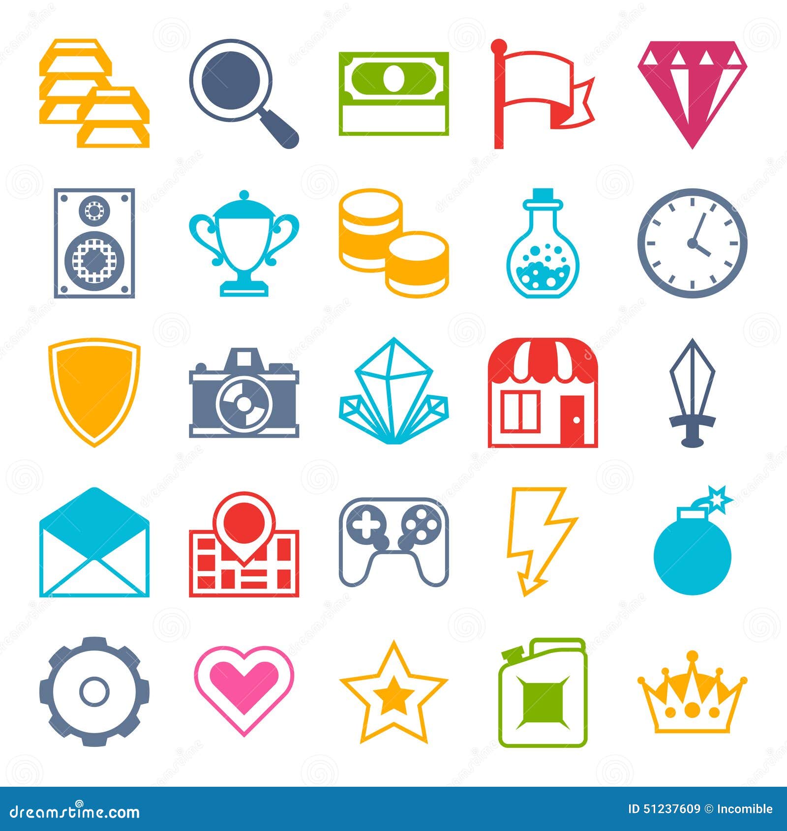 Set of Game Icons in Flat Design Style Stock Vector - Illustration of ...