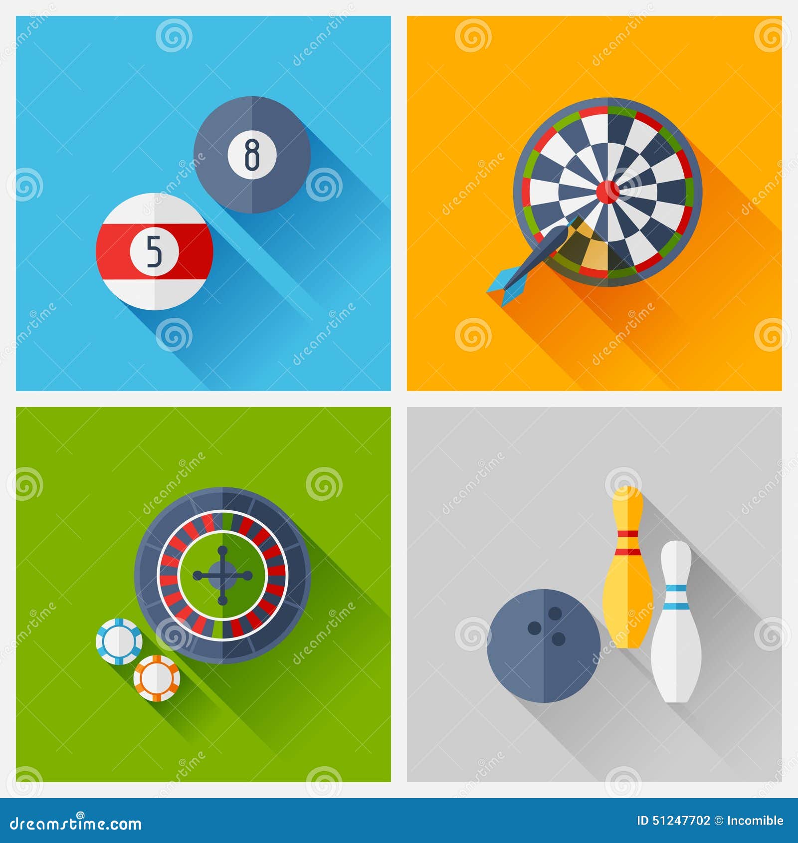 Set of Game Icons in Flat Design Style Stock Vector - Illustration of ...