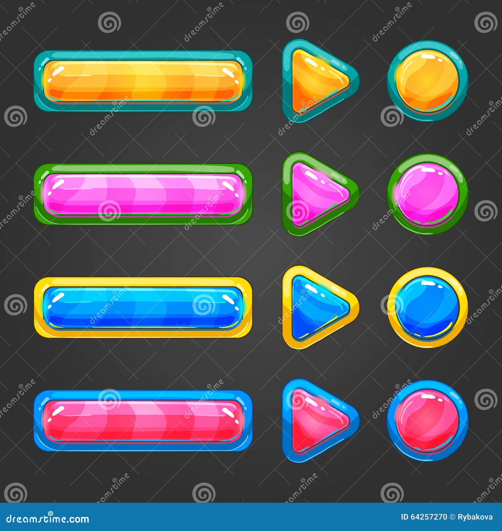 Set of Game Interface Button Stock Illustration - Illustration of ...