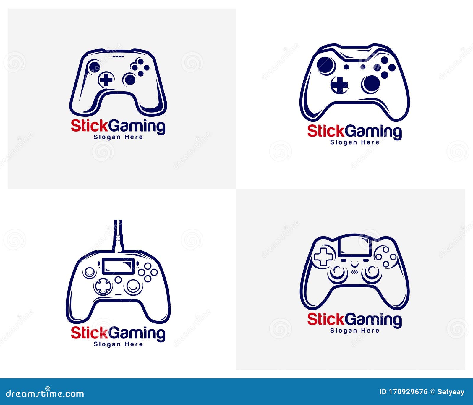 Set of Game Logo Template Vector. Joystick Design Icon. Stylized ...