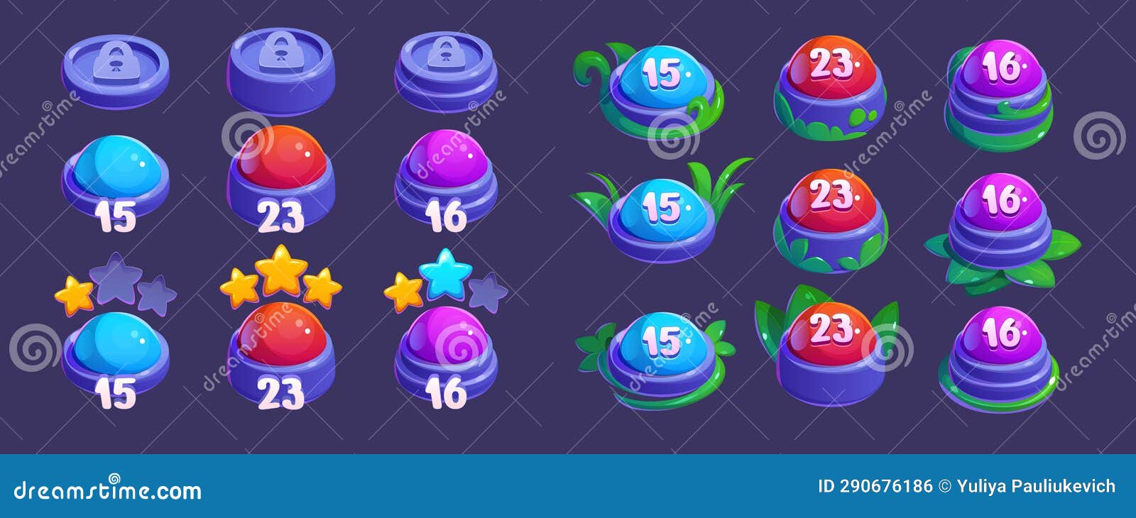 Set of Game Map Indicator Buttons Stock Illustration - Illustration of ...