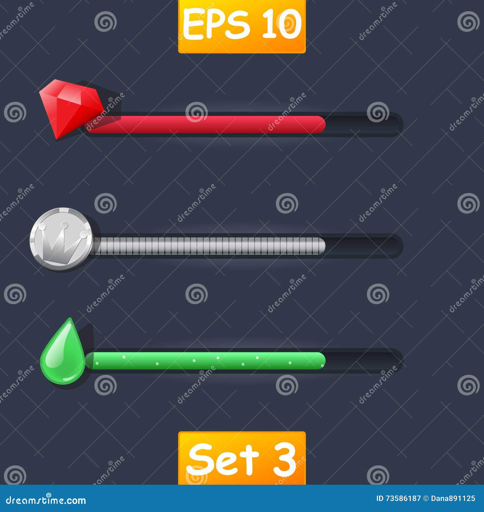 Set of game resource bar. stock illustration. Illustration of graphic ...