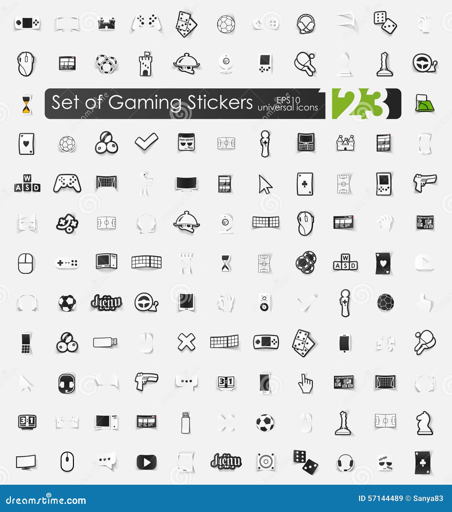 Set of game stickers stock vector. Illustration of gamer - 57144489