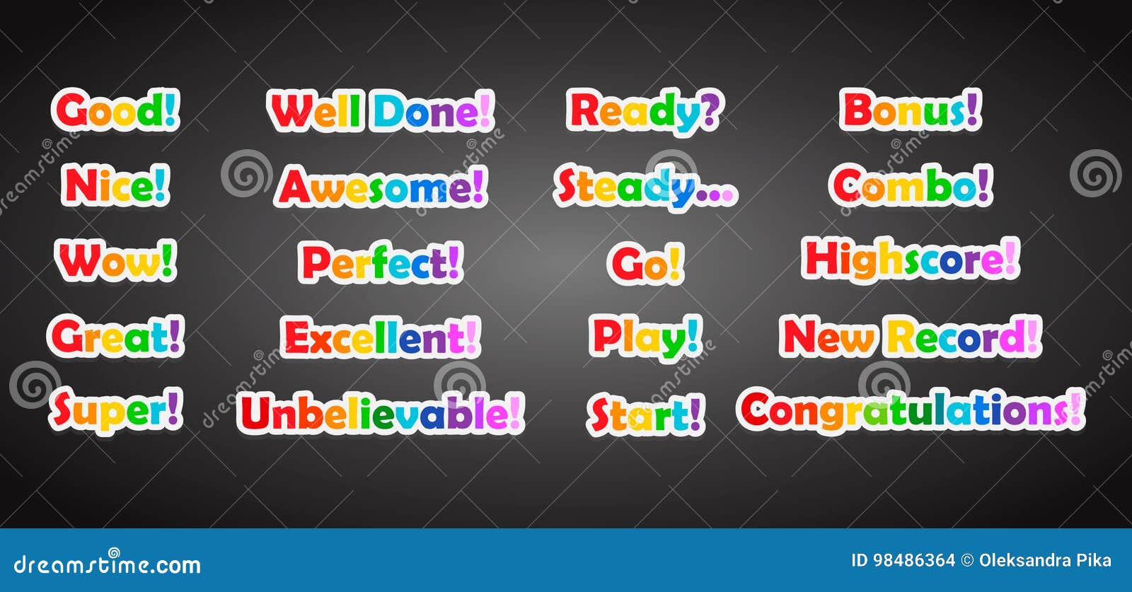 Set of Game Text Lettering in Cartoon Flat Style Stock Vector ...