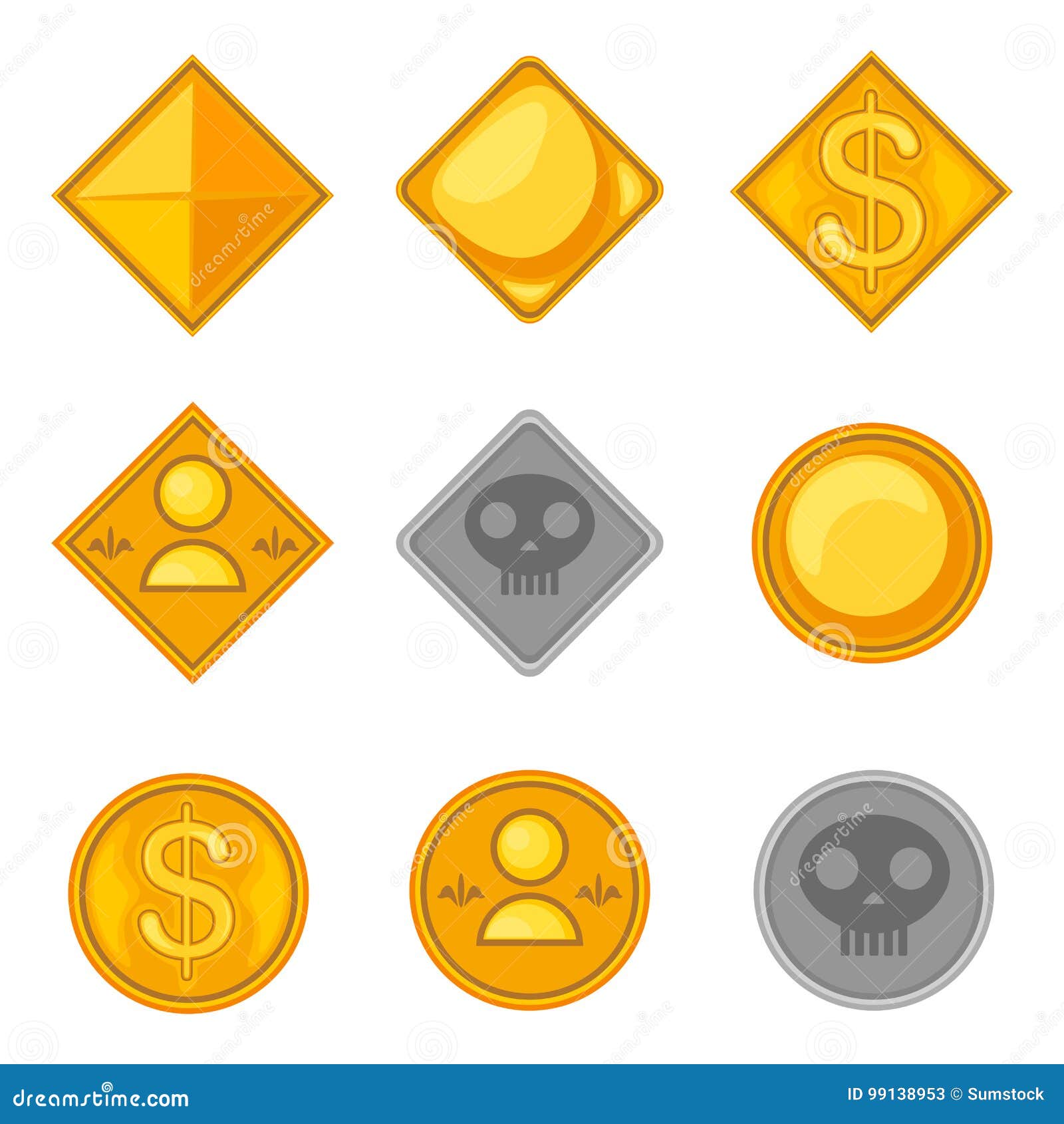 Set of Game Themed Different Coins Stock Vector - Illustration of money ...