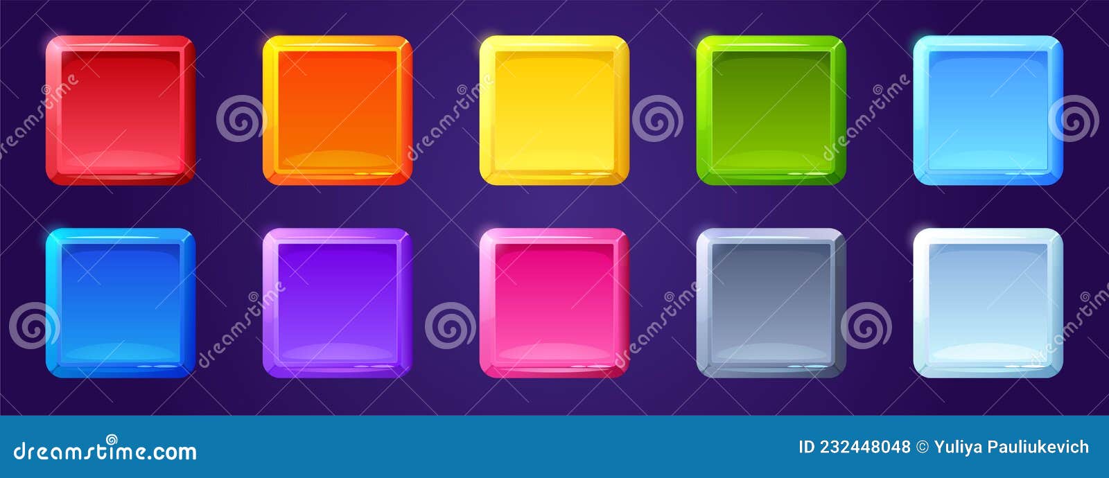 Set of Game Ui App Icons, Square Buttons for Menu Stock Vector - Illustration of vector, board ...