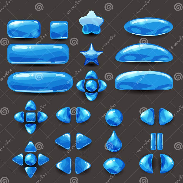 Set Game Ui. Complete Blue Menu of Graphical User Interface GUI To ...