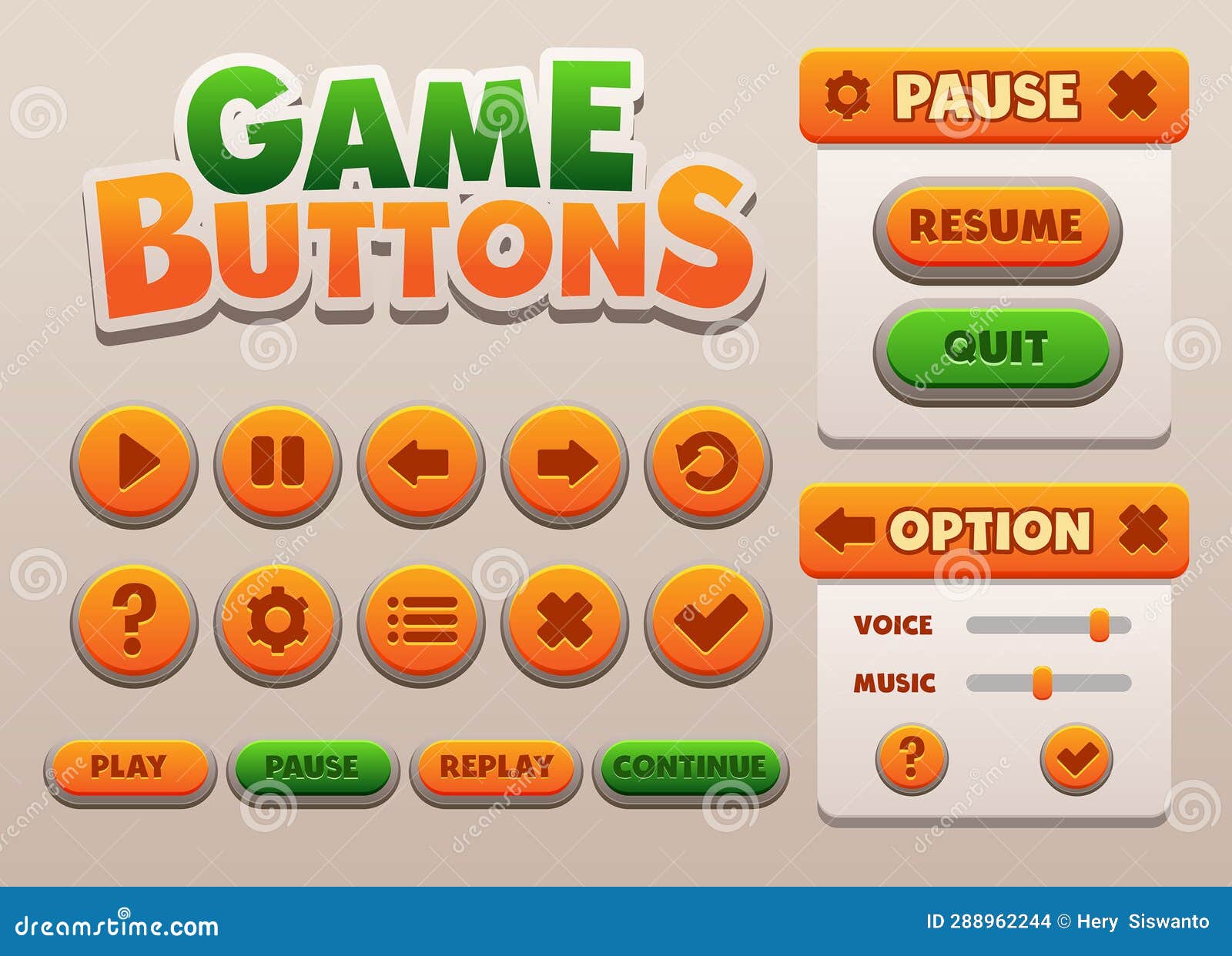 Set of Game UI Elements for Video Game Development Stock Illustration ...
