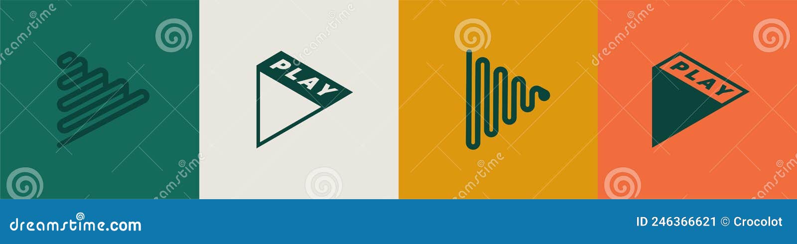 Set of Game Vector Logos of Play Button for Streaming and Media. Stock ...