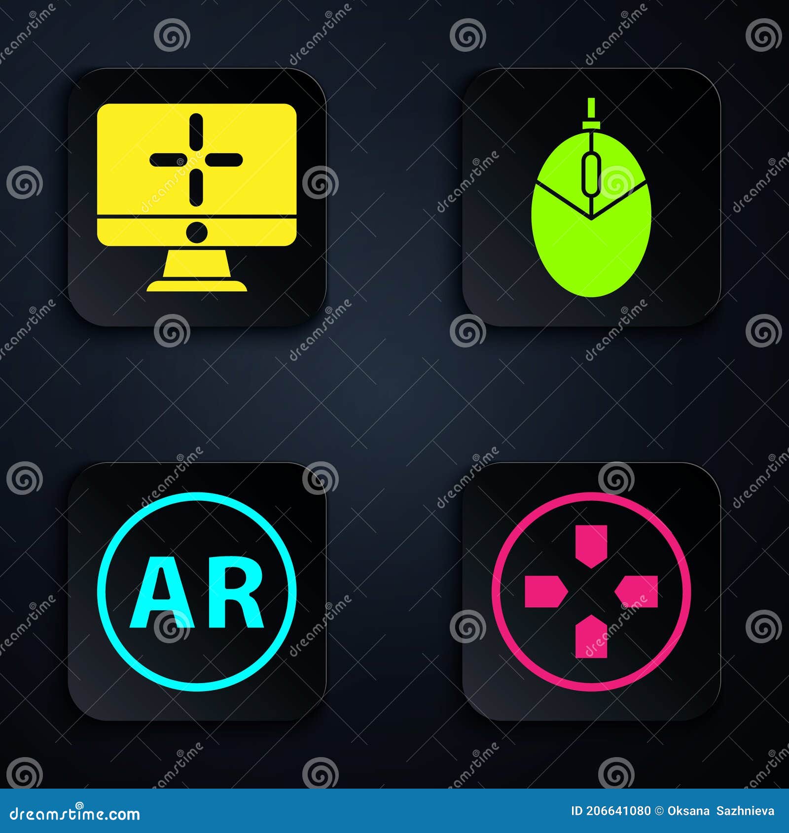 Set Gamepad, Computer Monitor, Ar, Augmented Reality and Computer Mouse ... Set Gamepad, Computer Monitor, Ar, Augmented Reality and Computer Mouse ...