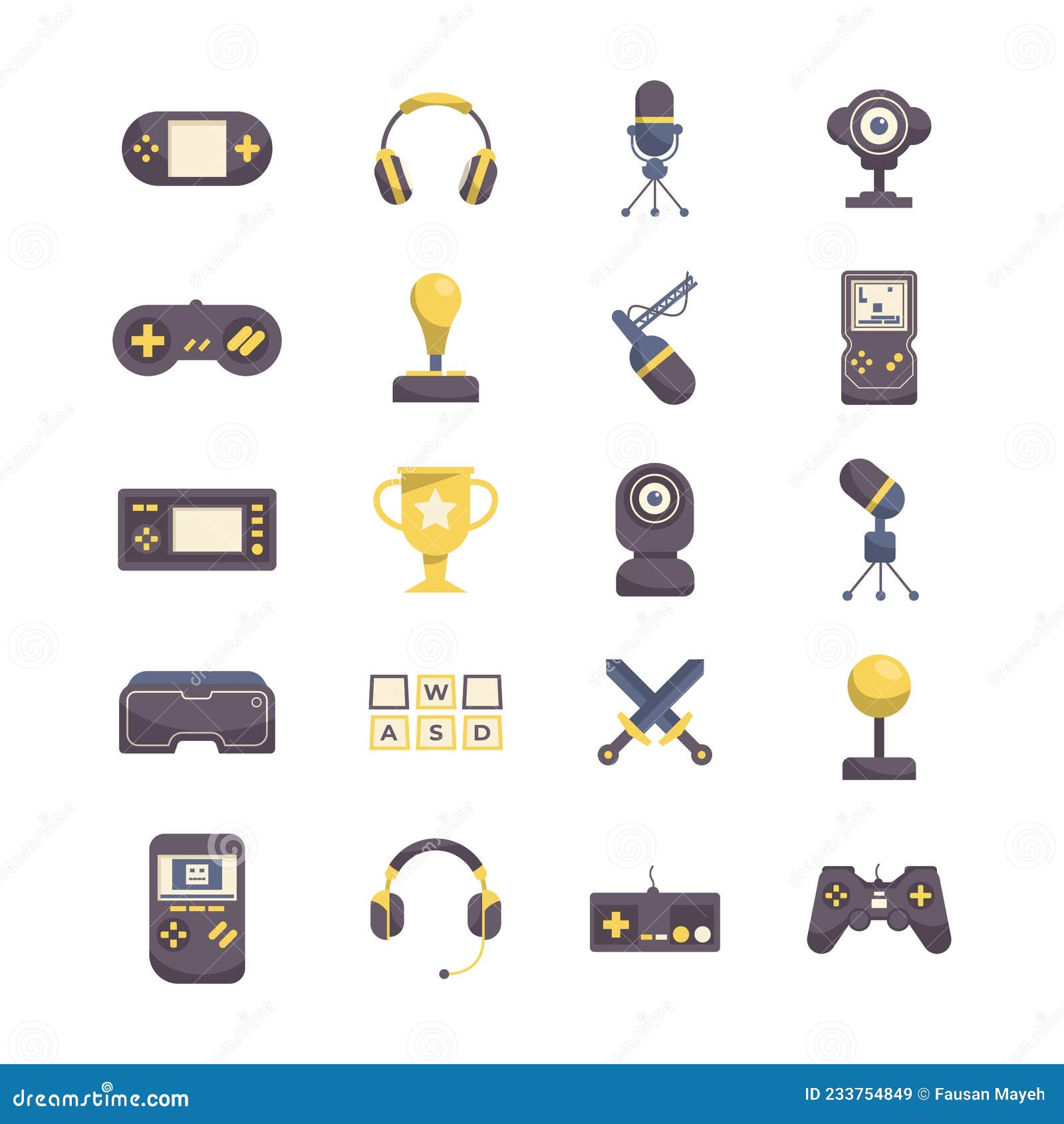 Set of Gaming Gamer Icon Bundle Vector Illustration Design Stock ...