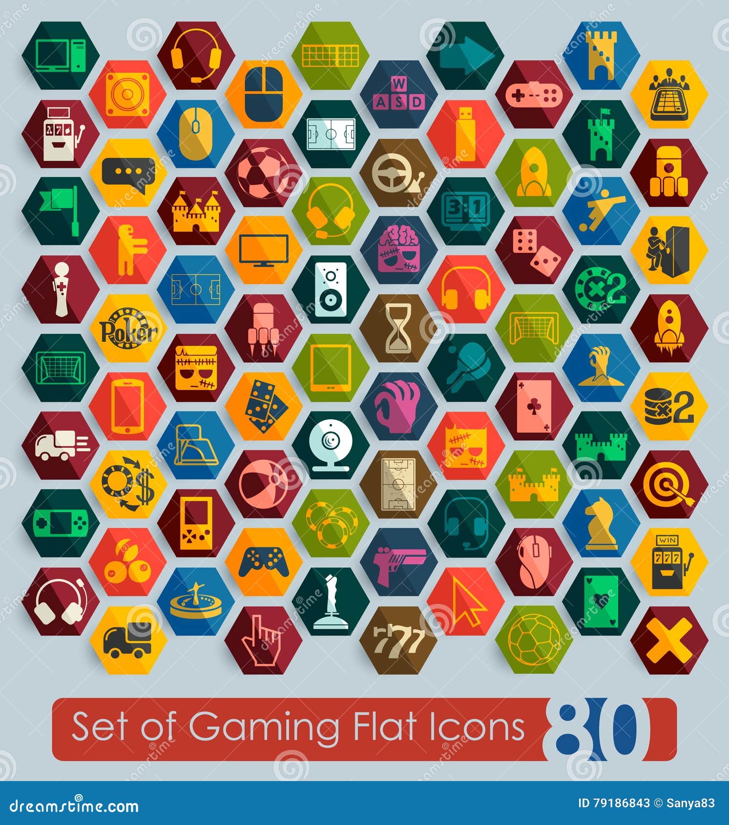 Set of gaming icons stock vector. Illustration of design - 79186843