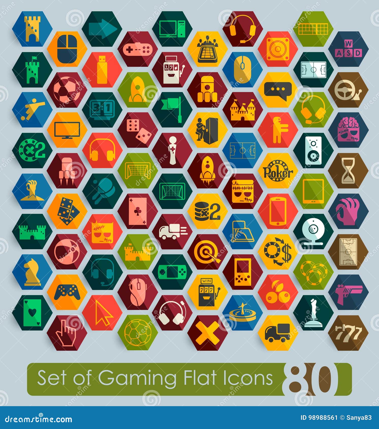 Set of gaming icons stock vector. Illustration of diversity - 98988561
