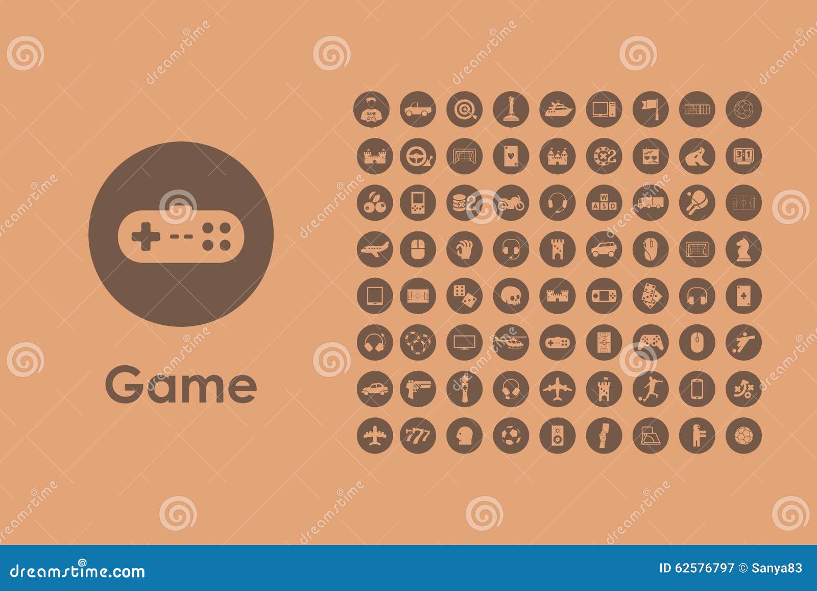Set of gaming simple icons stock vector. Illustration of play - 62576797
