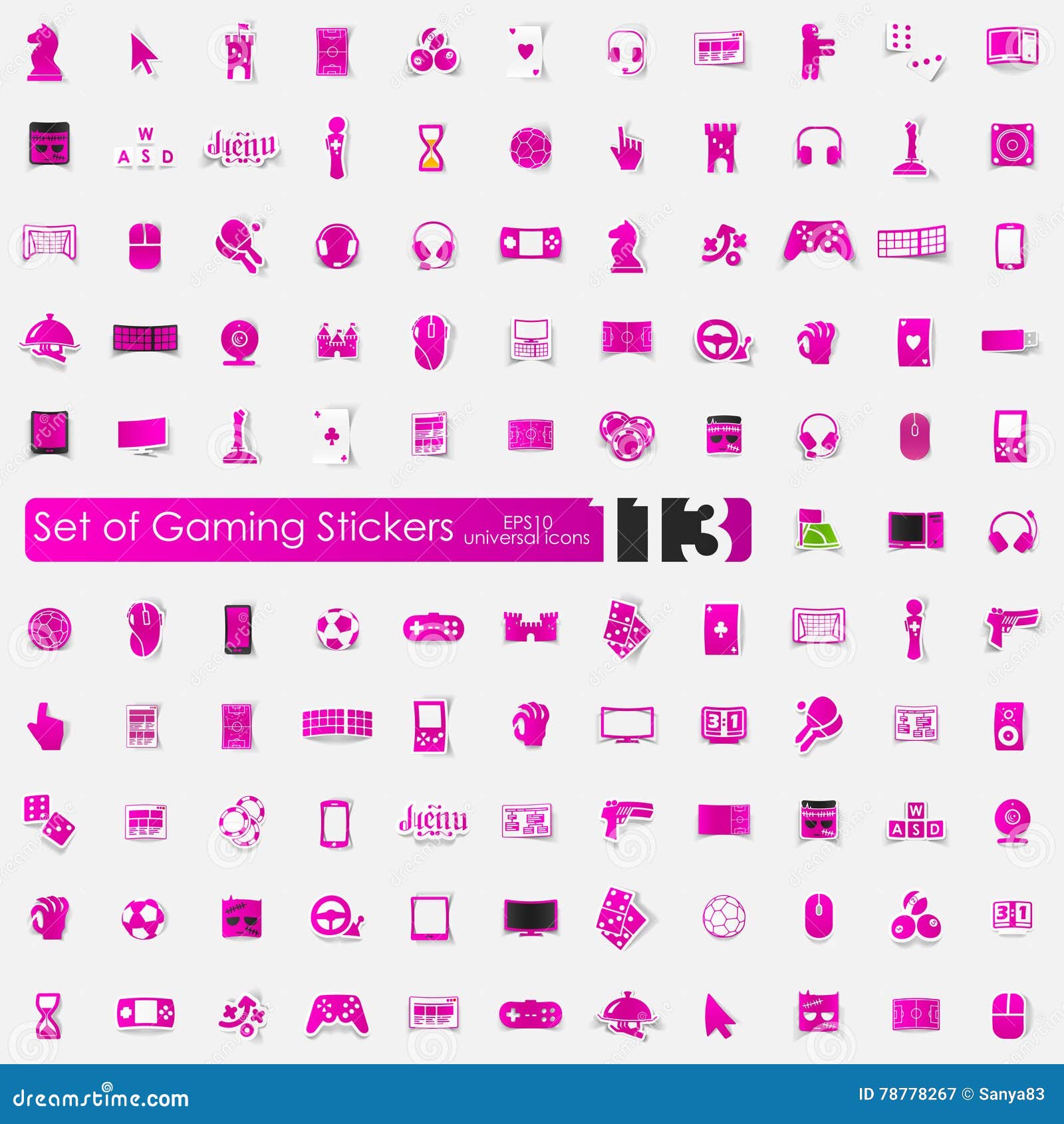 Set of gaming stickers stock vector. Illustration of gaming - 78778267