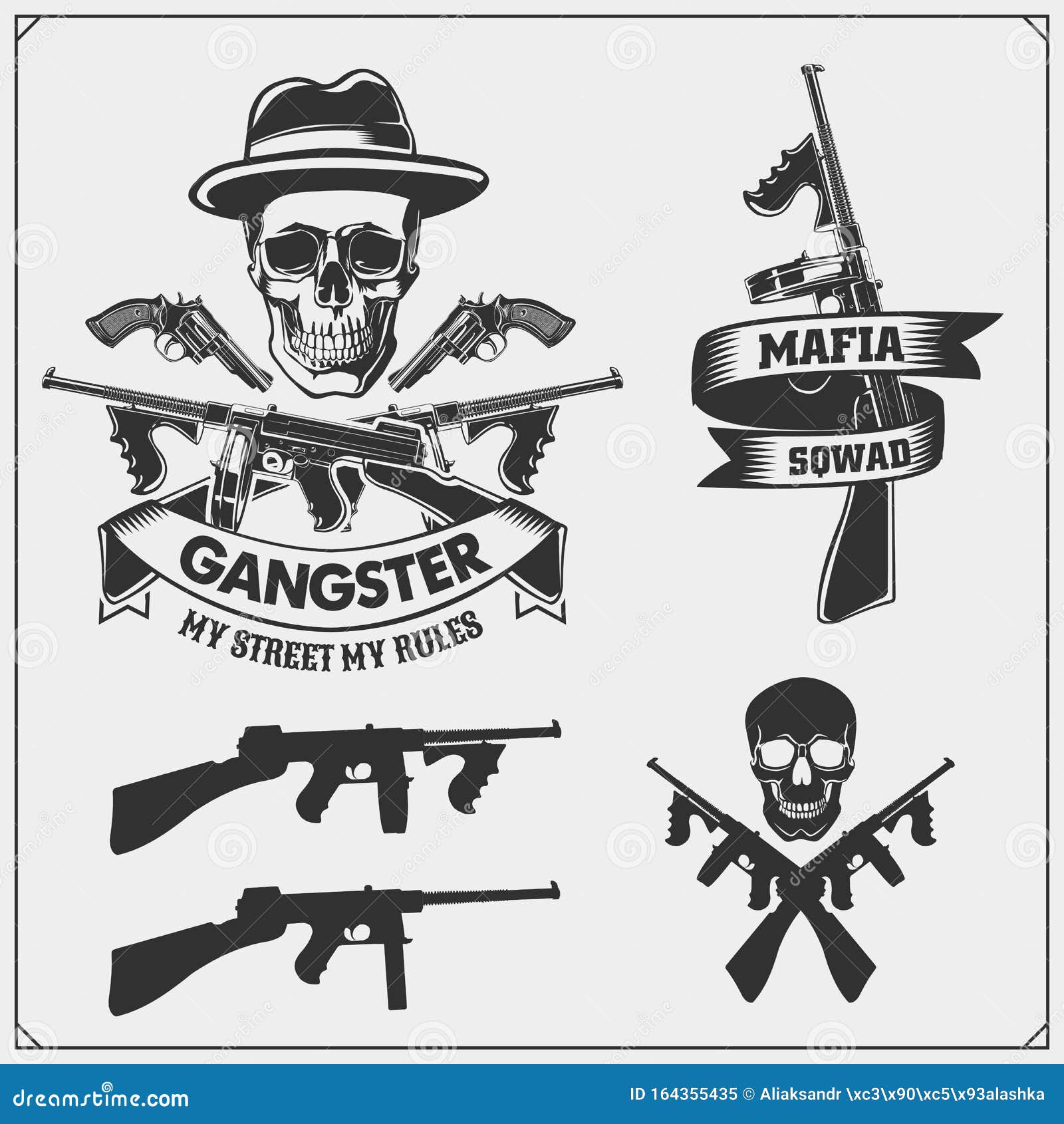 Set of Gangsters and Mafia Emblems, Labels and Design Elements. Street ...