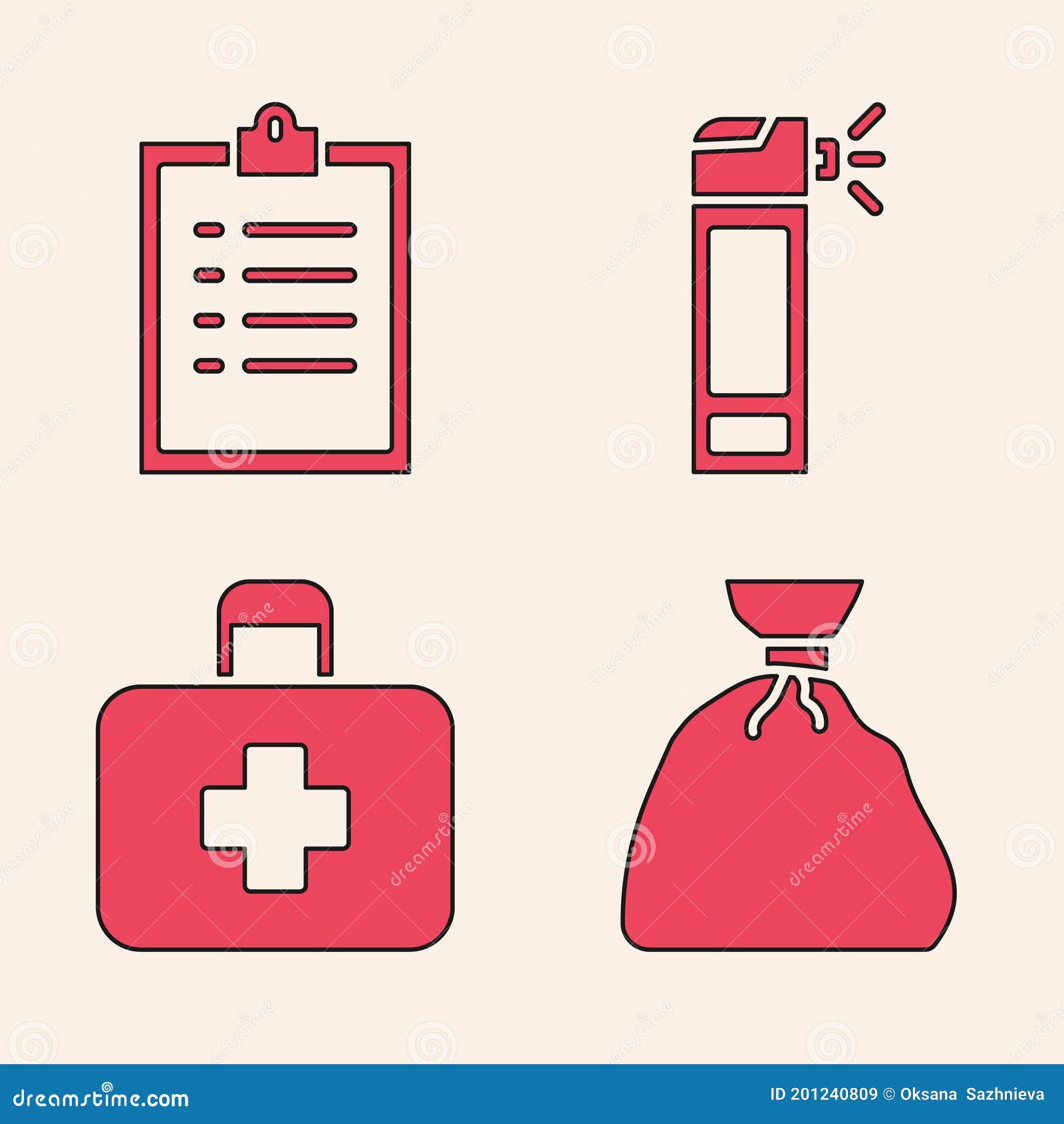 Set Garbage Bag, Clipboard with Checklist, Bottle with Nozzle Spray and ...