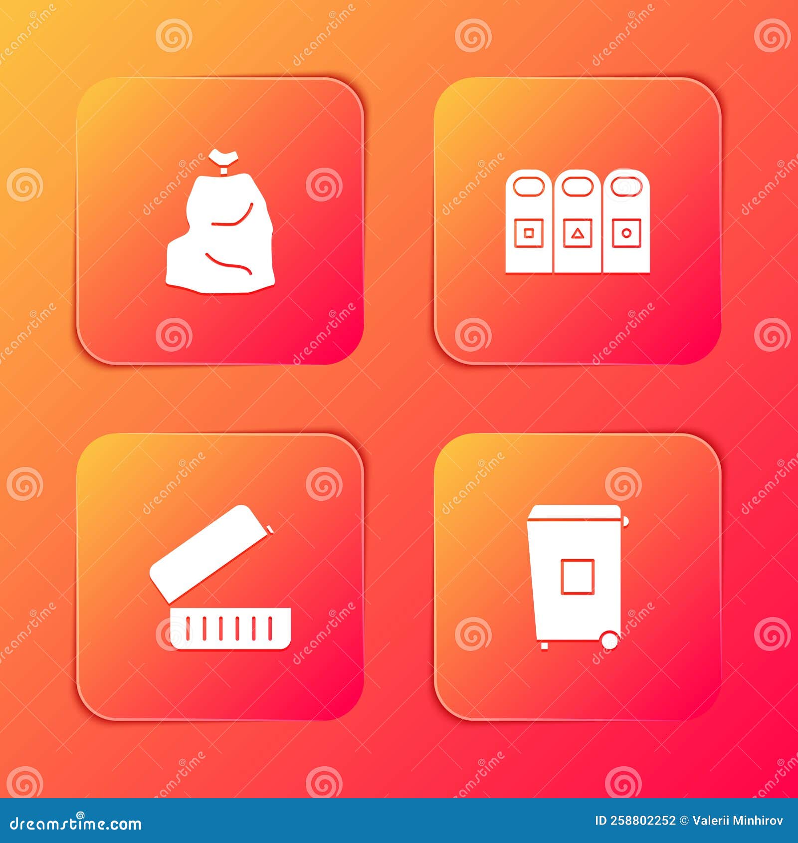 Set Garbage Bag, Trash in Garbage Cans Sorted, Lunch Box and Icon ... Set Garbage Bag, Trash in Garbage Cans Sorted, Lunch Box and Icon ...