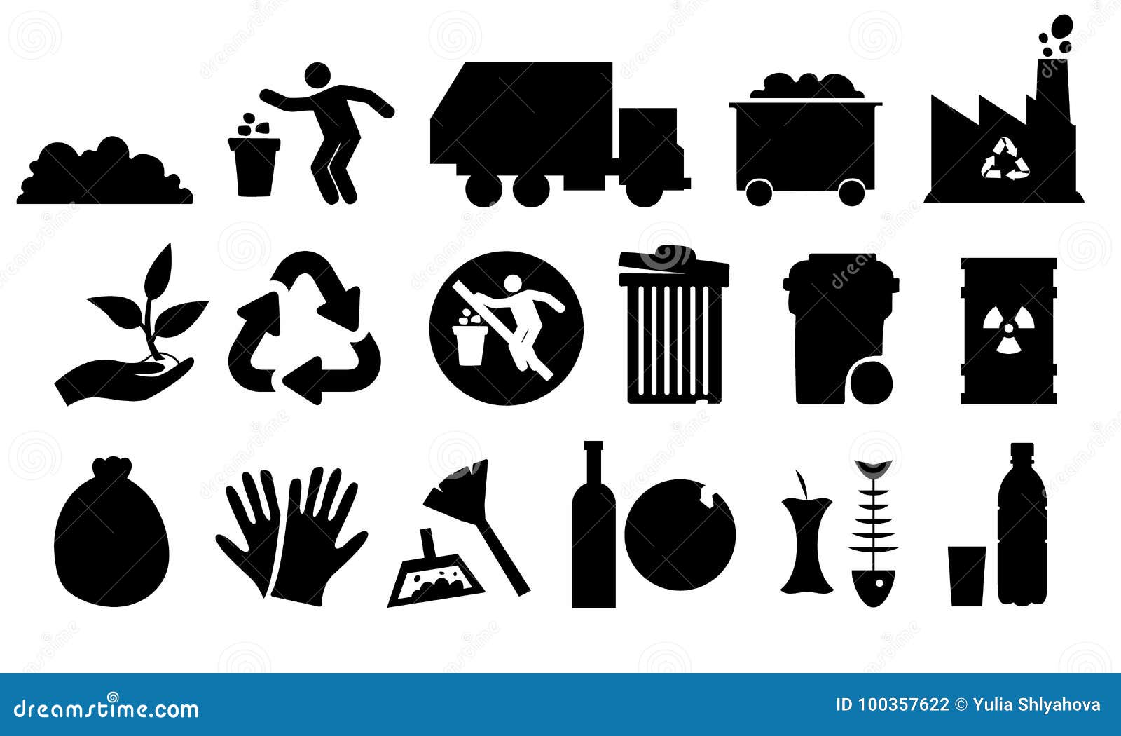Set of Garbage Icon and Pictogram Stock Vector - Illustration of house ...