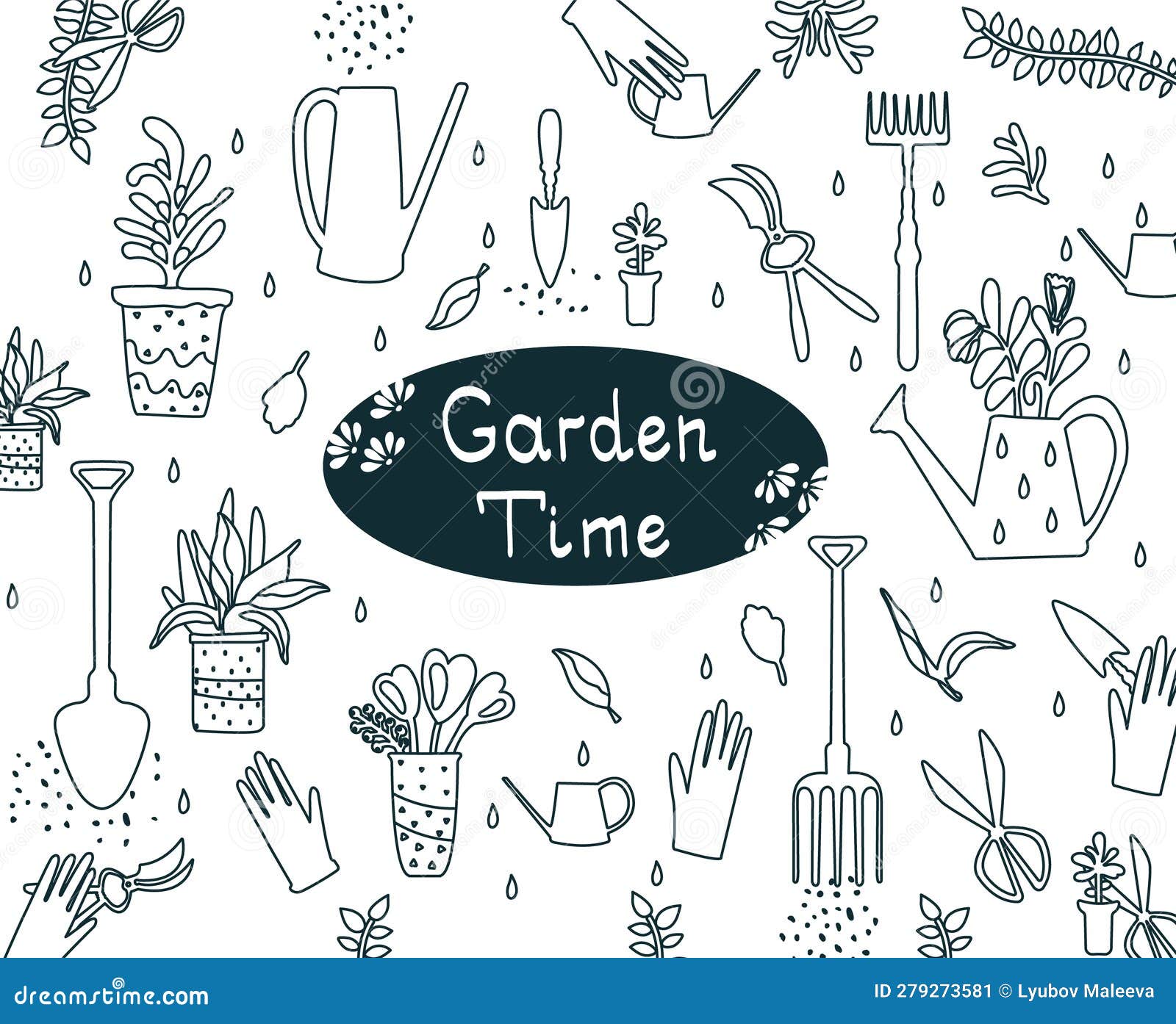 Set of Garden Time on White Background Stock Vector - Illustration of ...