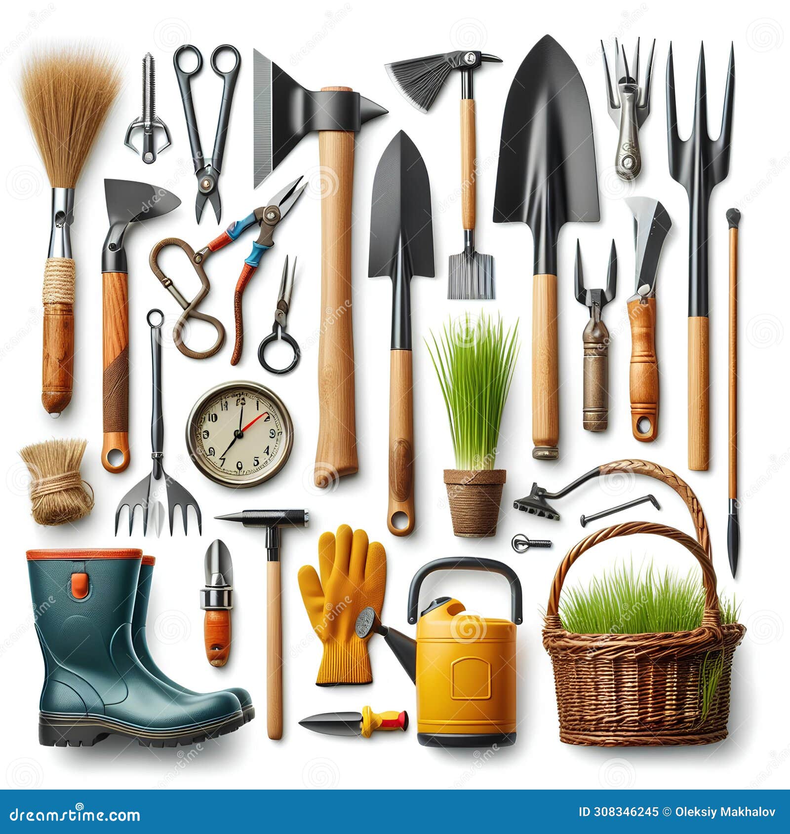 Set of Garden Tools Isolated on White Background Stock Illustration ...