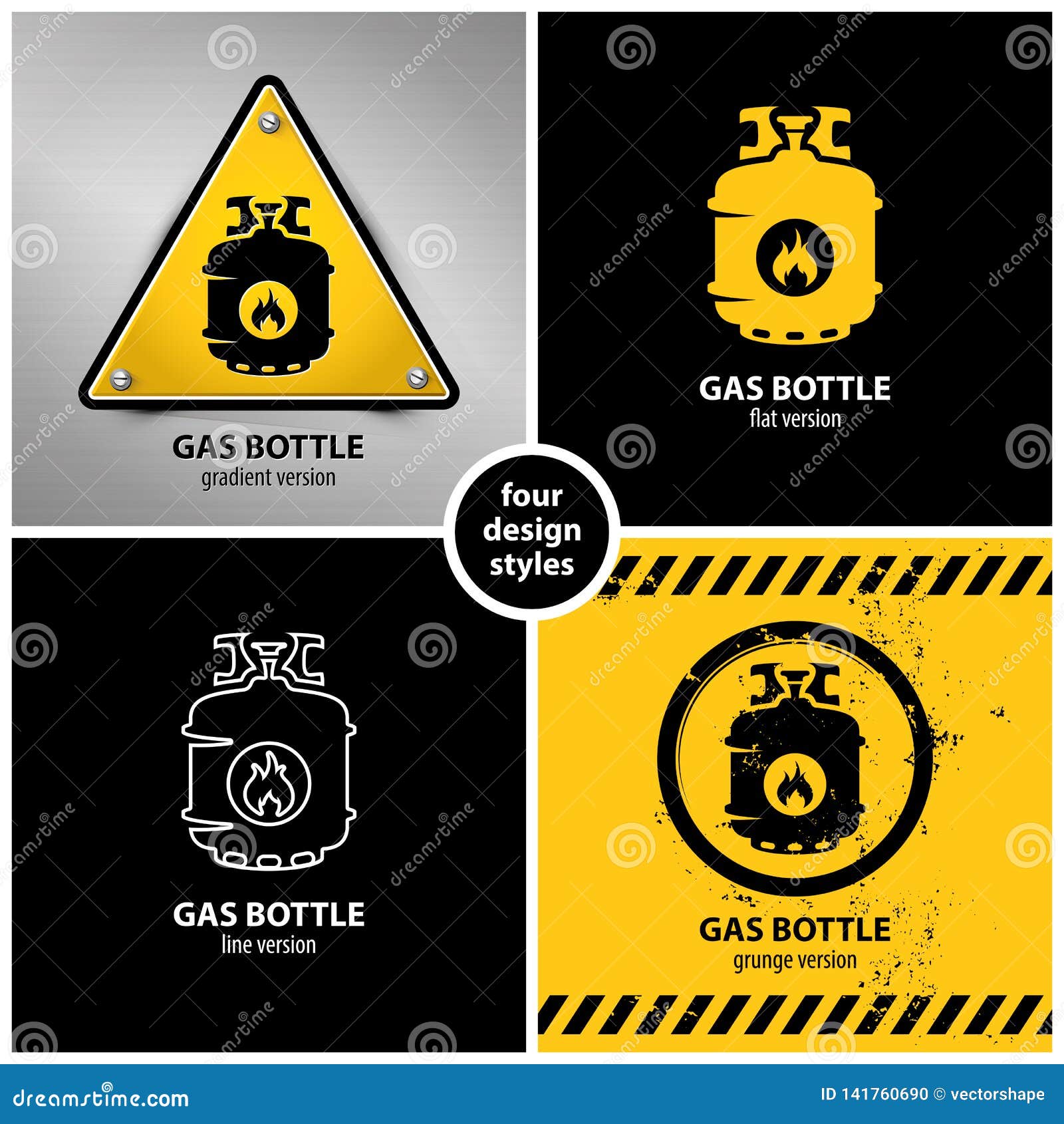 Set Of Gas Bottle Warning Symbols Vector Illustration | CartoonDealer ...